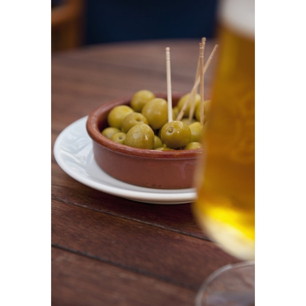 Spain Majorca Beer and olives in cafe; Palma Poster Print - Walmart.com