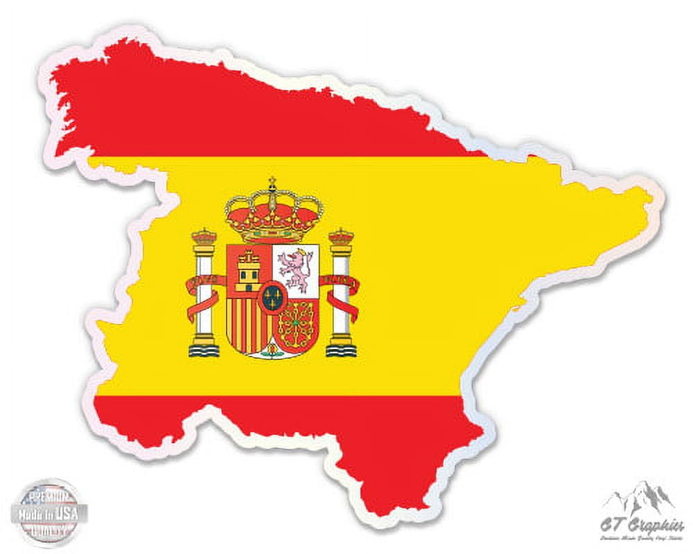 Spain Map Flag Country Shape - 3" Vinyl Sticker - For Car Laptop I-Pad ...
