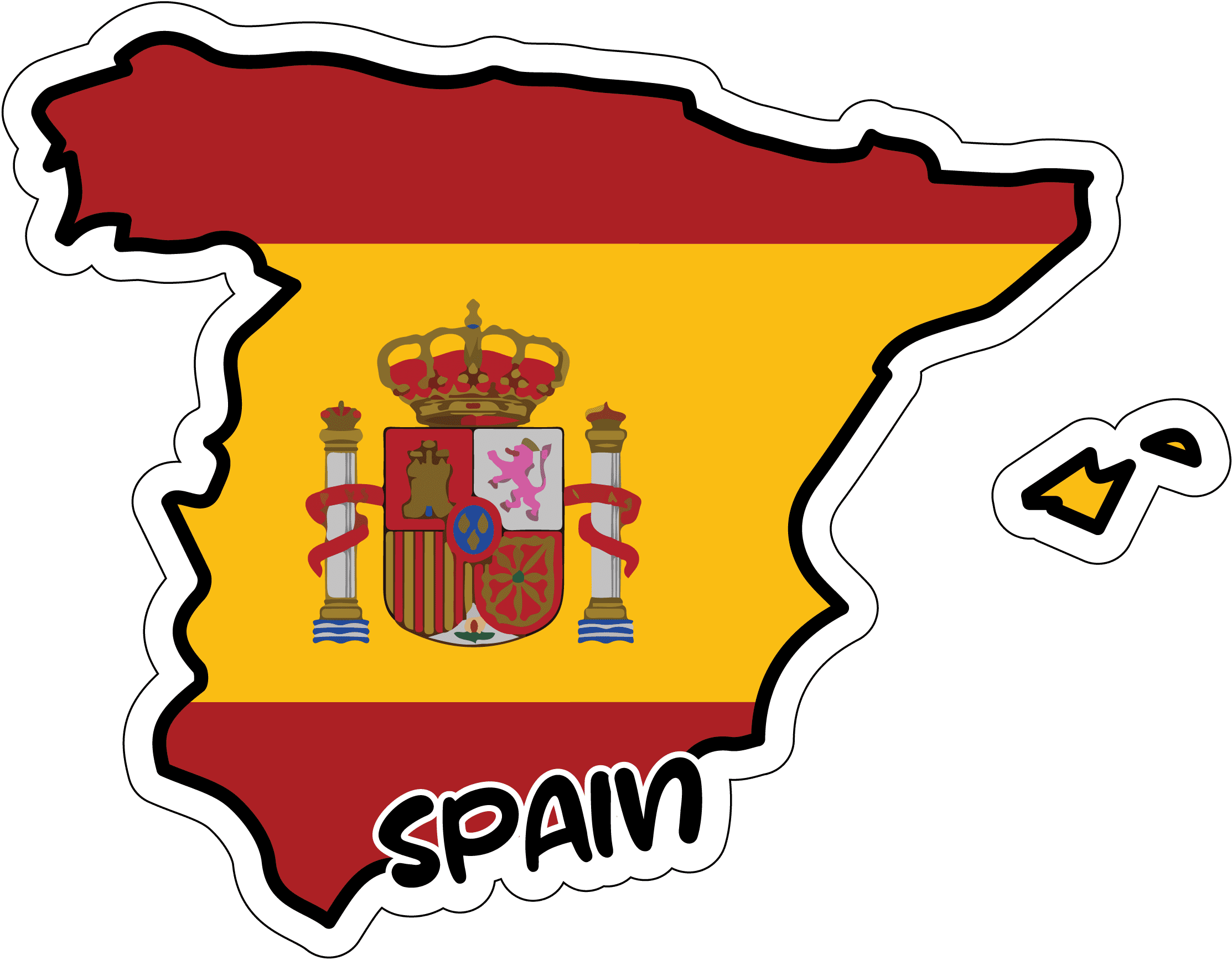 Spain Map Flag Sticker Decal / Kingdom of Spain / Reino de EspaÃ±a ...