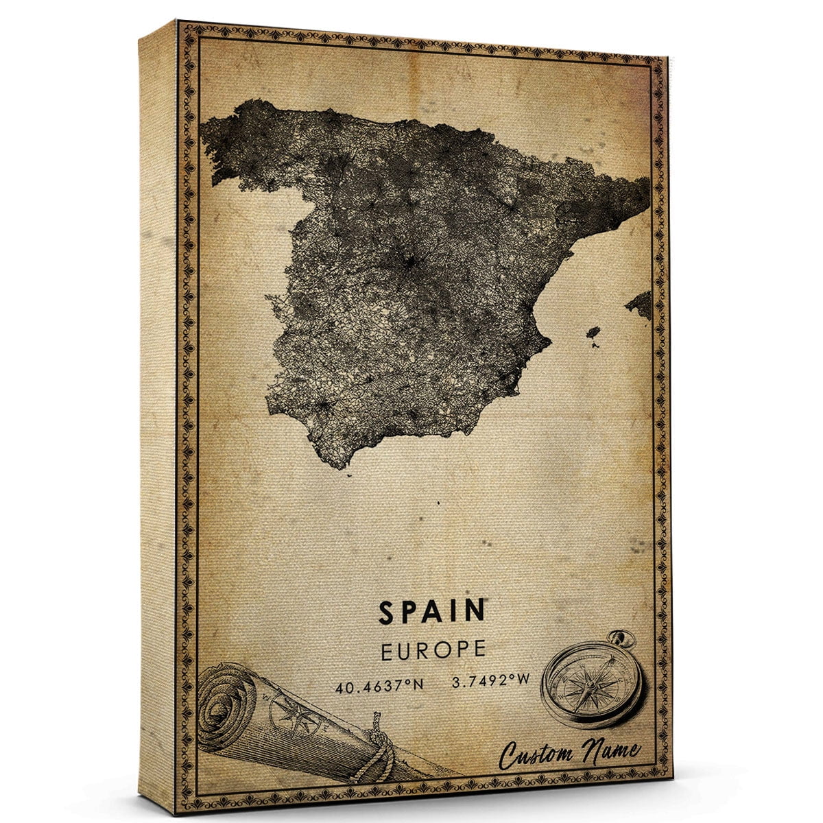 Spain Map Poster, Spain Map Art Poster, Canvas, Spain Map City vintage ...