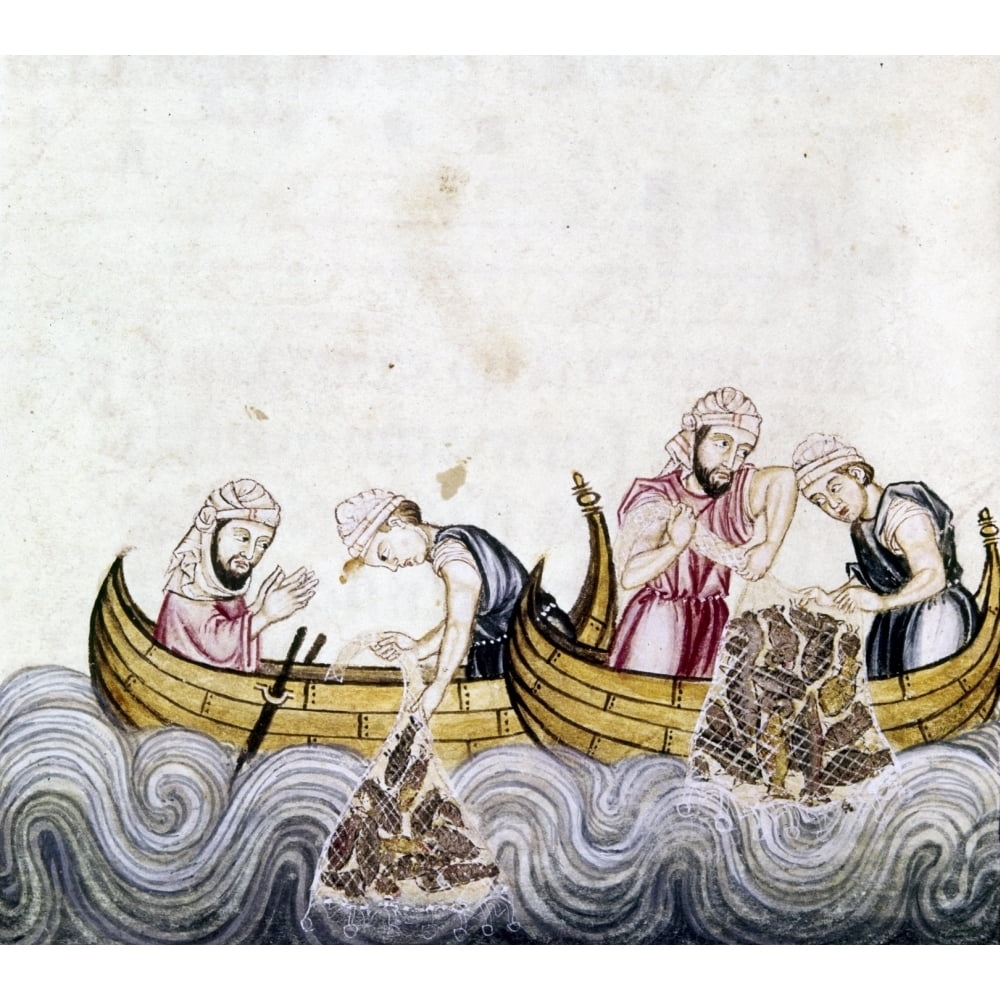 Spain Medieval Fishing. Nmuslims Fishing Off The Coast Of Spain ...