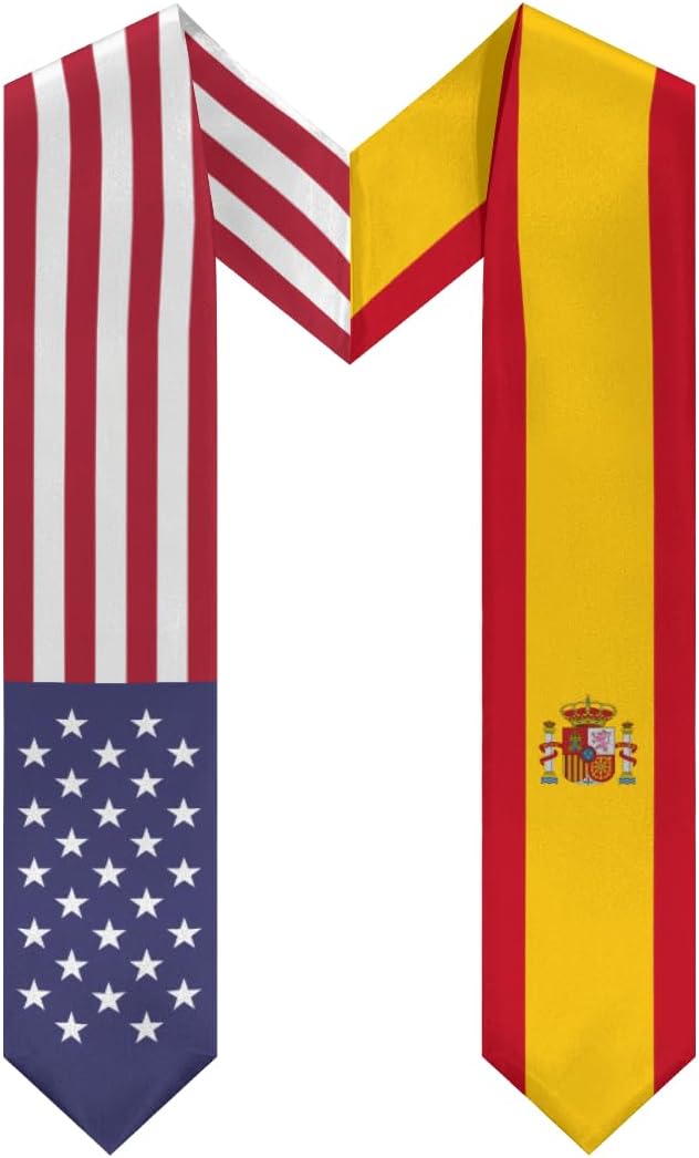 Spain Mix United States Flag Graduation Stole Sash For Study Aboard ...