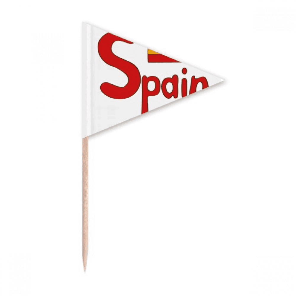 Spain National Flag Red Pattern Toothpick Triangle Cupcake Toppers Flag ...