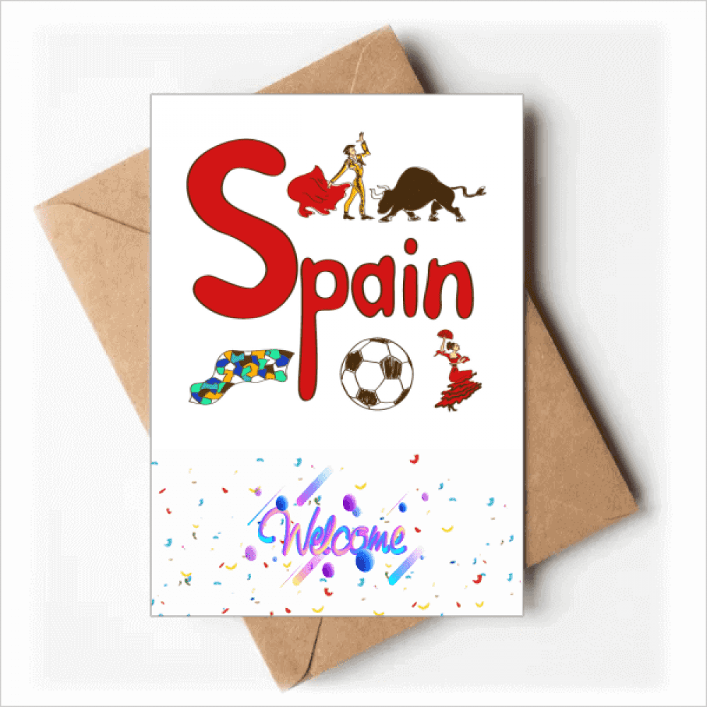 Spain National symbol Landmark Pattern Welcome Back Greeting Cards ...