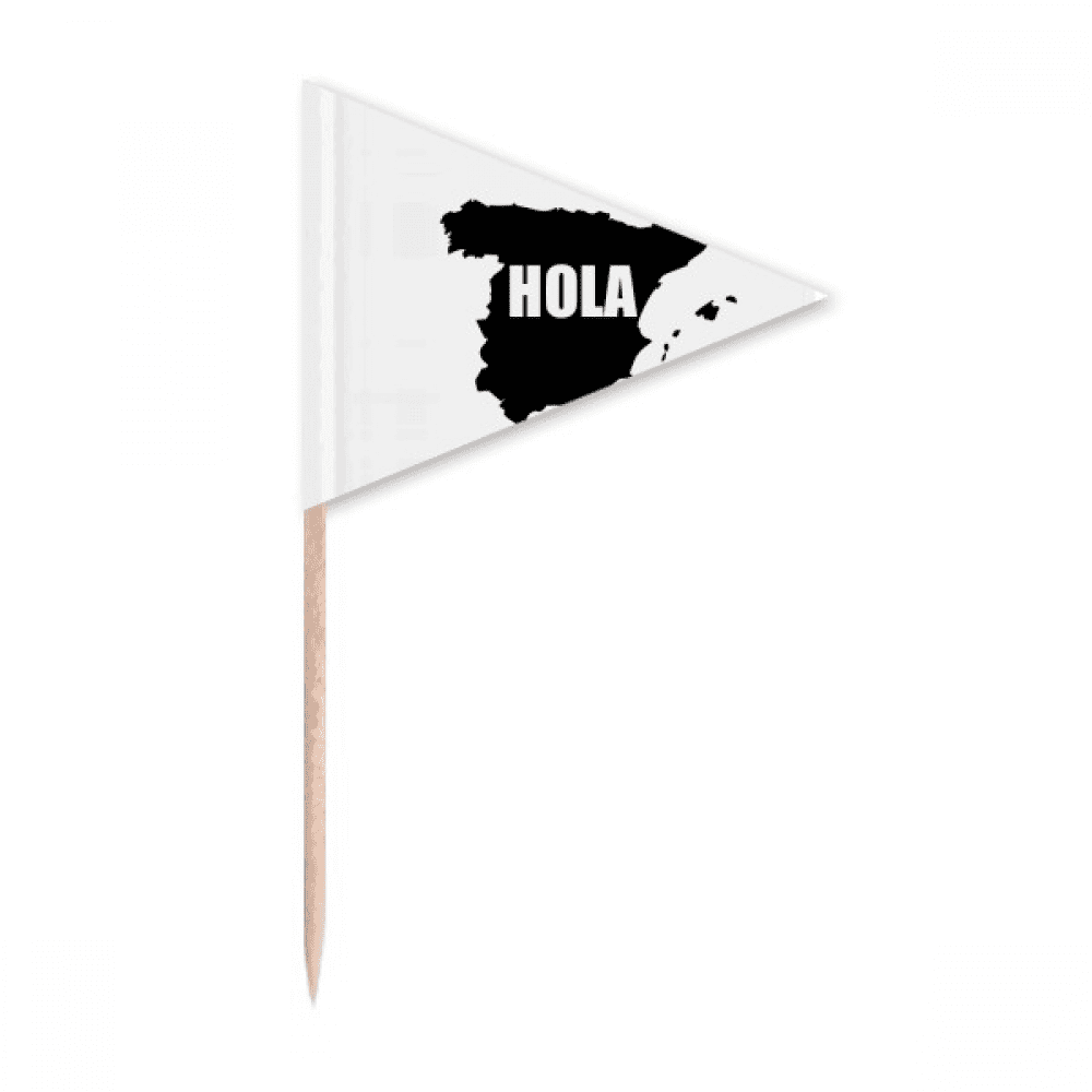 Spain Outline Map Hello Greetings Toothpick Triangle Cupcake Toppers ...