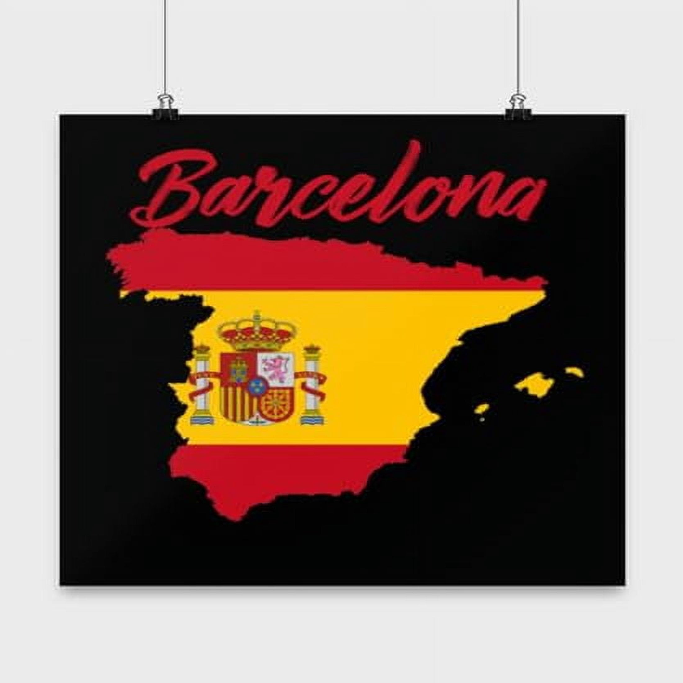 Spain Poster, Barcelona, Spanish Wall Art Gift, Black 13x13in Poster ...