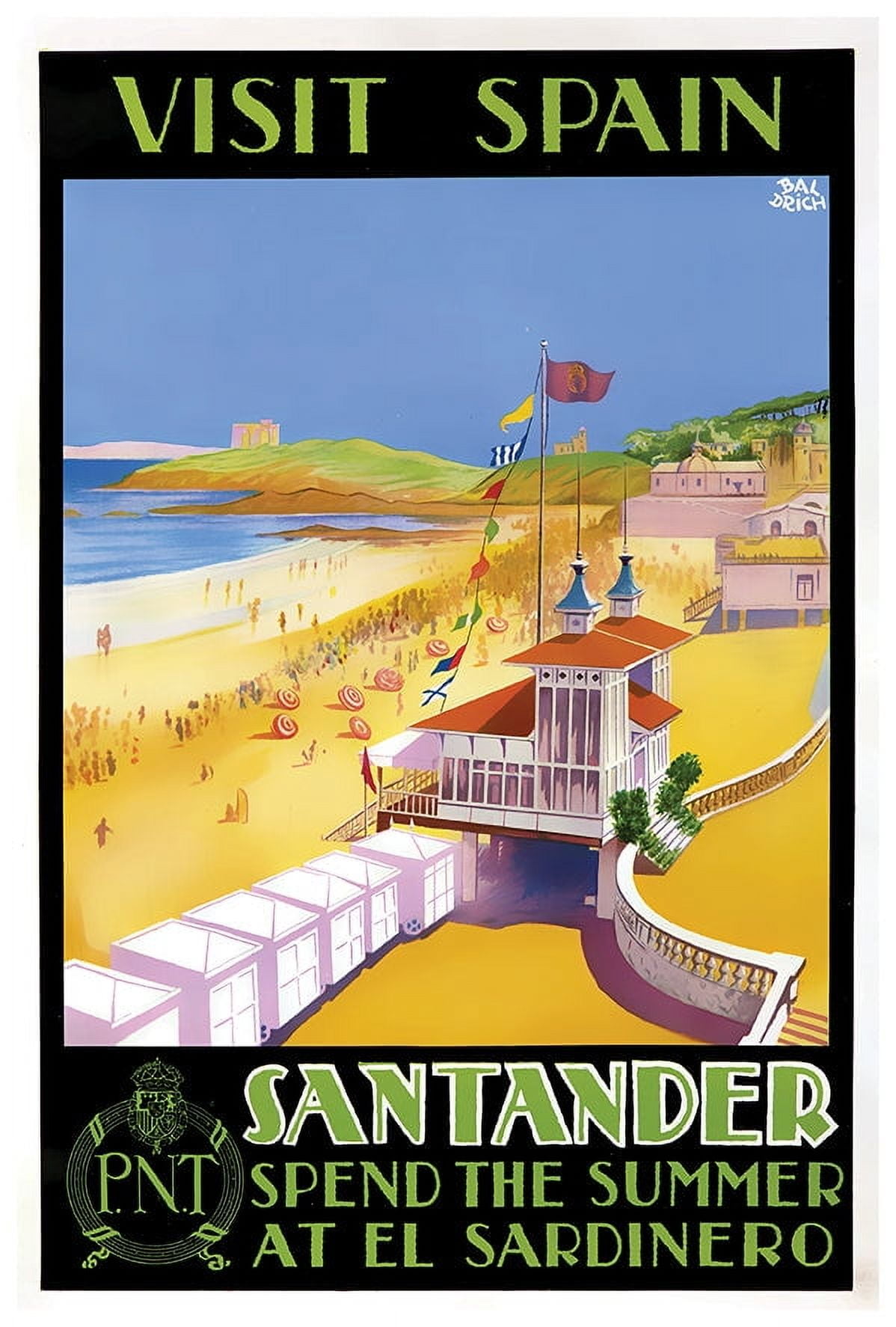 Spain - Satander - Vintage Travel Poster (16x24Inches) - Walmart.com