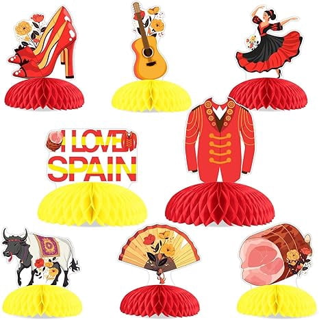 Spain Theme Party Decorations, 8pcs Spanish Honeycomb Centerpieces Red ...