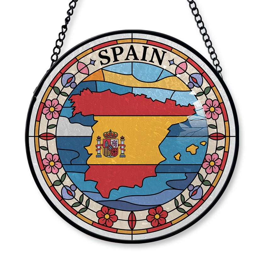 Spain Travel Decor Suncatcher Stained Glass Window Hanging, Gift for ...