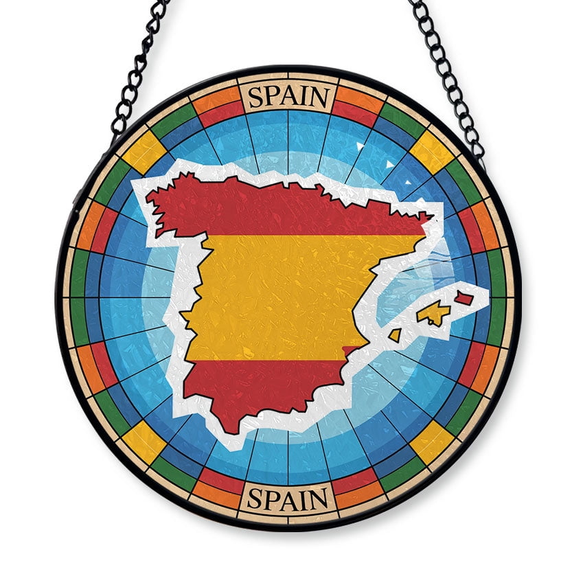 Spain Travel Decor Suncatcher Stained Glass Window Hanging, Gift for ...
