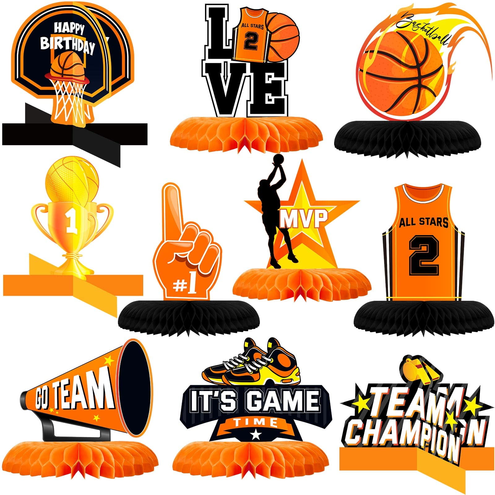 Spakon 10 Pieces Basketball Birthday Decorations Basketball Table ...