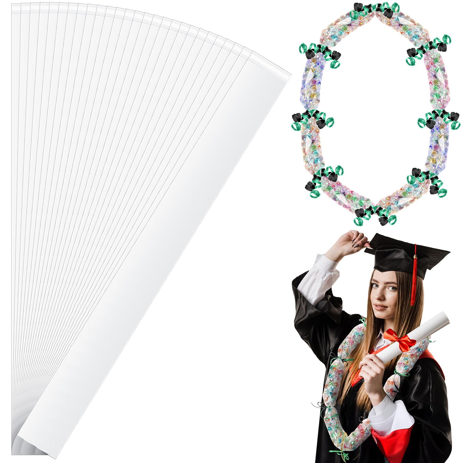 Spakon 100 PCS Graduation Candy Lei Tubing, 492 ft Poly Tubing Lei Bags ...