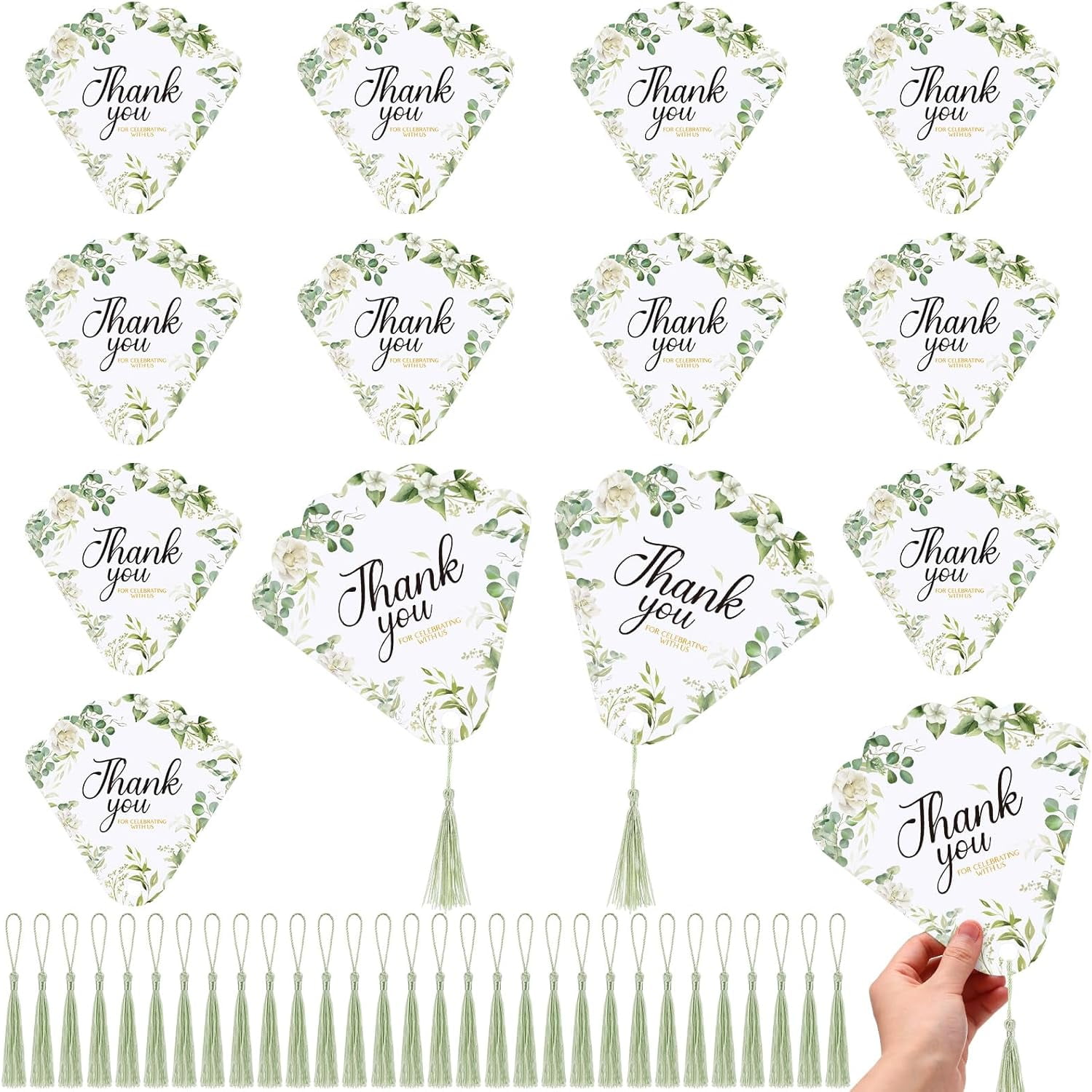 Spakon 100 Set of Wedding Paper Fans with Silky Tassels Wedding ...