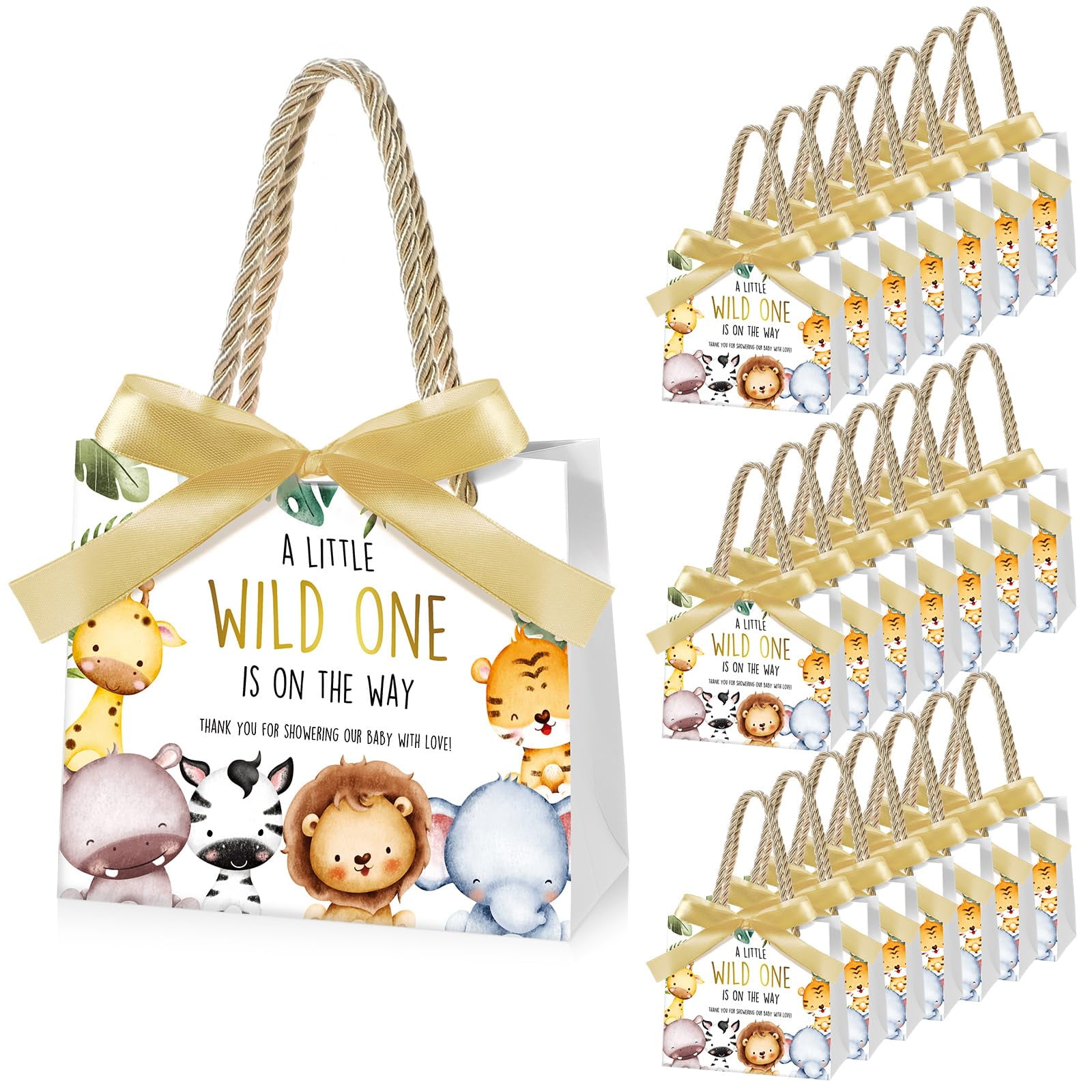 Spakon 25 Set Safari TSF6 Baby Shower Party Favors Goodie Bag a Little Wild One Is on the Way ...