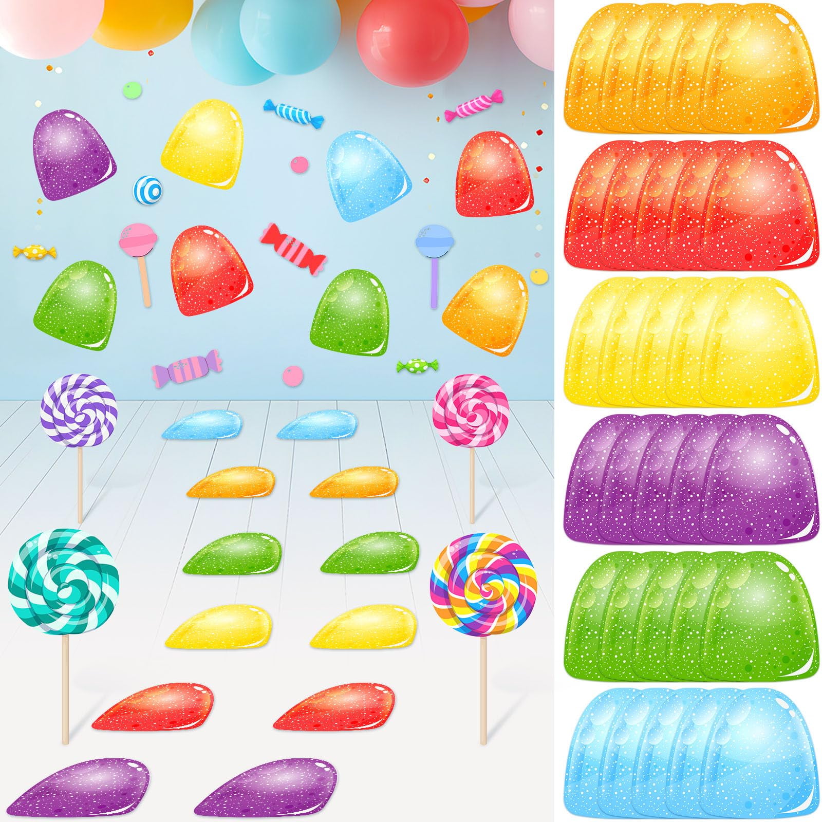 Spakon 30 Pcs Colorful PVC Floor Stickers Candy Themed Floor Decals ...