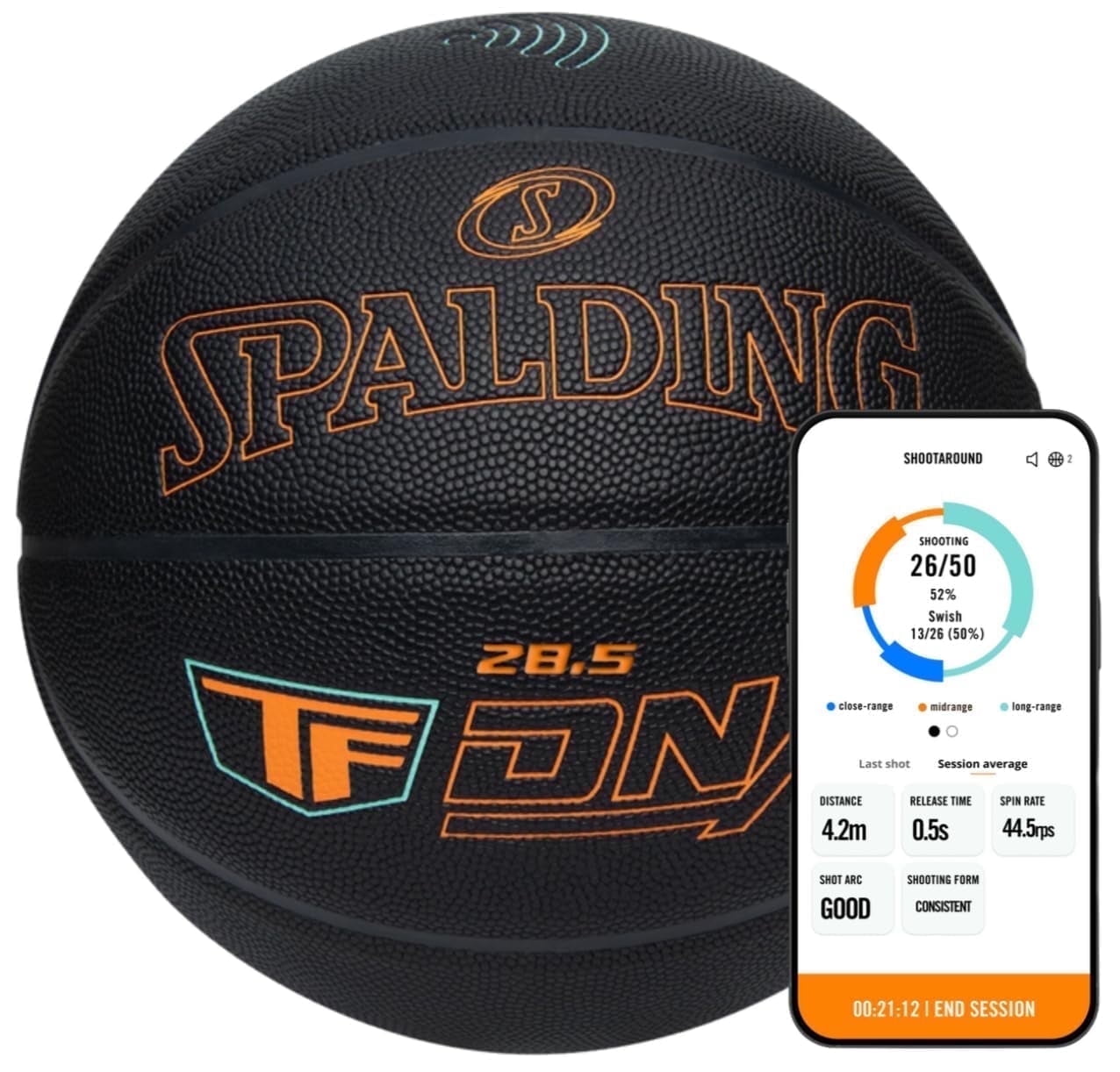 Spalding TF DNA Smart Basketball + 1 Yr App Subscription Bundle I iOS ...