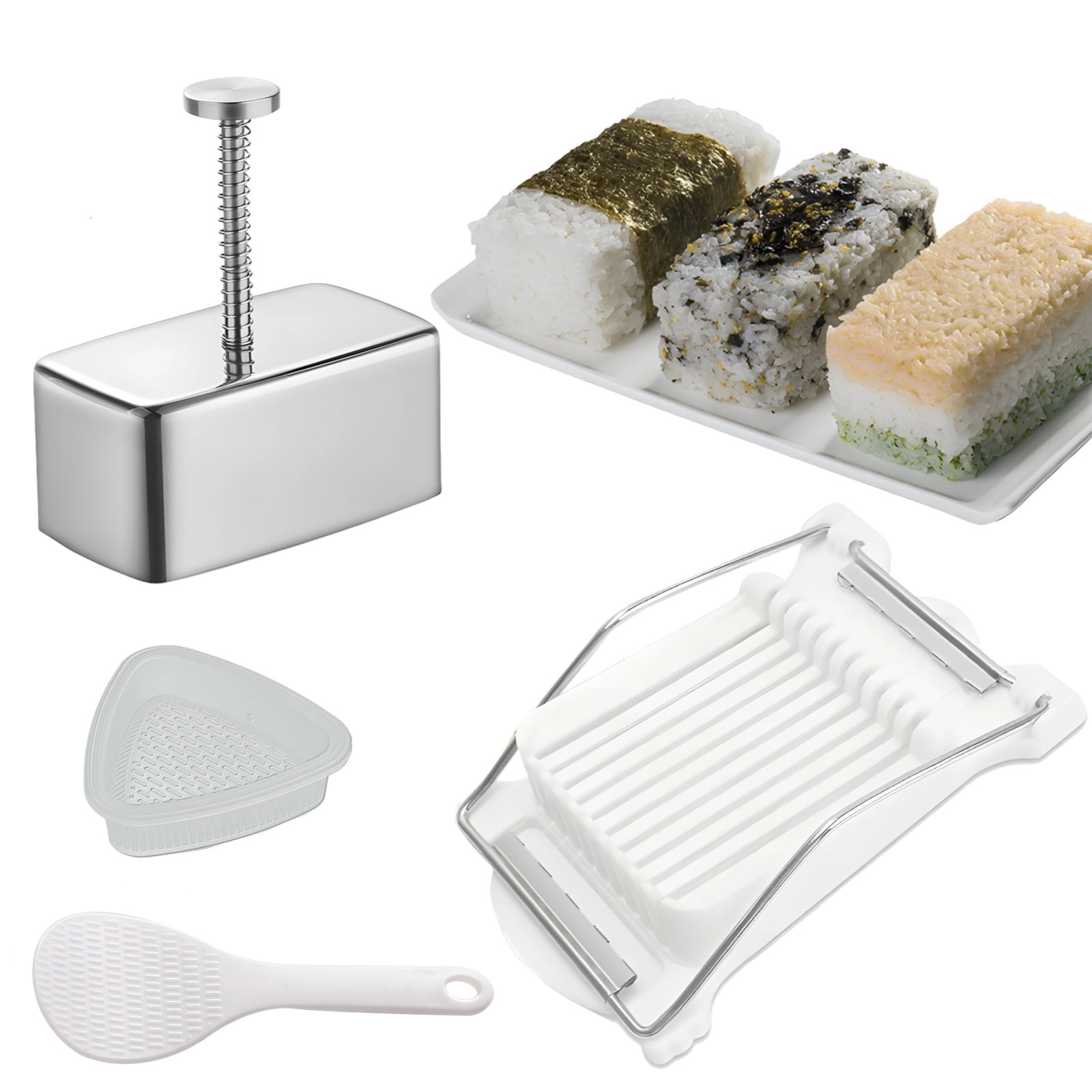 Musubi Mold Kit, 4 Pcs Rice Ball Mold Set, Stainless Steel and Plastic ...