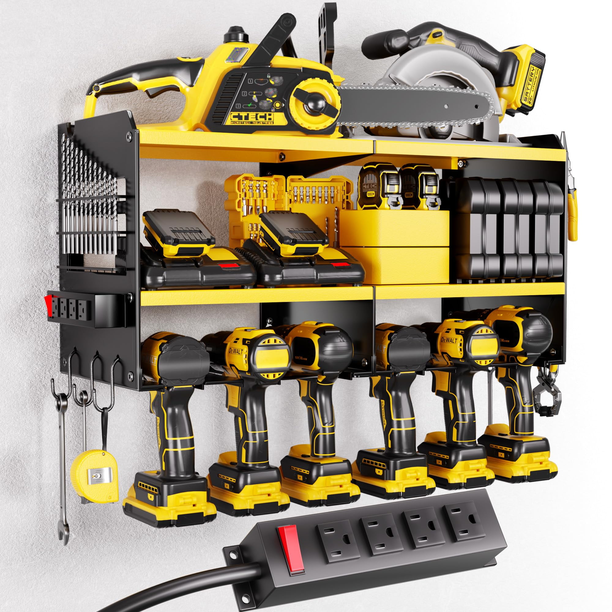 Spampur Large Power Tool Organizer Wall Mount with Charging Station, 3 ...