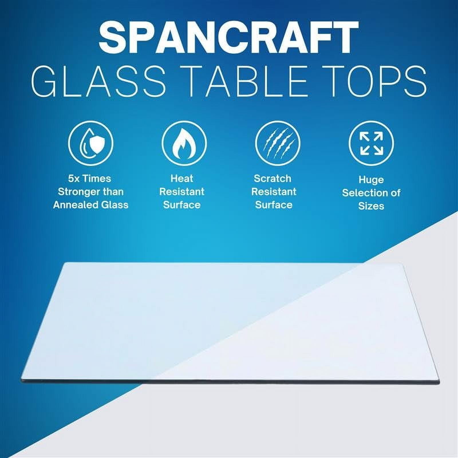 Spancraft 16" x 26" Rectangle Tempered Glass Table Top 3/8" Thick Flat Polish Edge and Touch ...