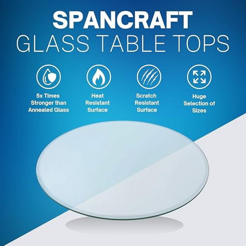 Spancraft 25" Inch Round 1/2" Thick Clear Glass Table Top with Beveled ...