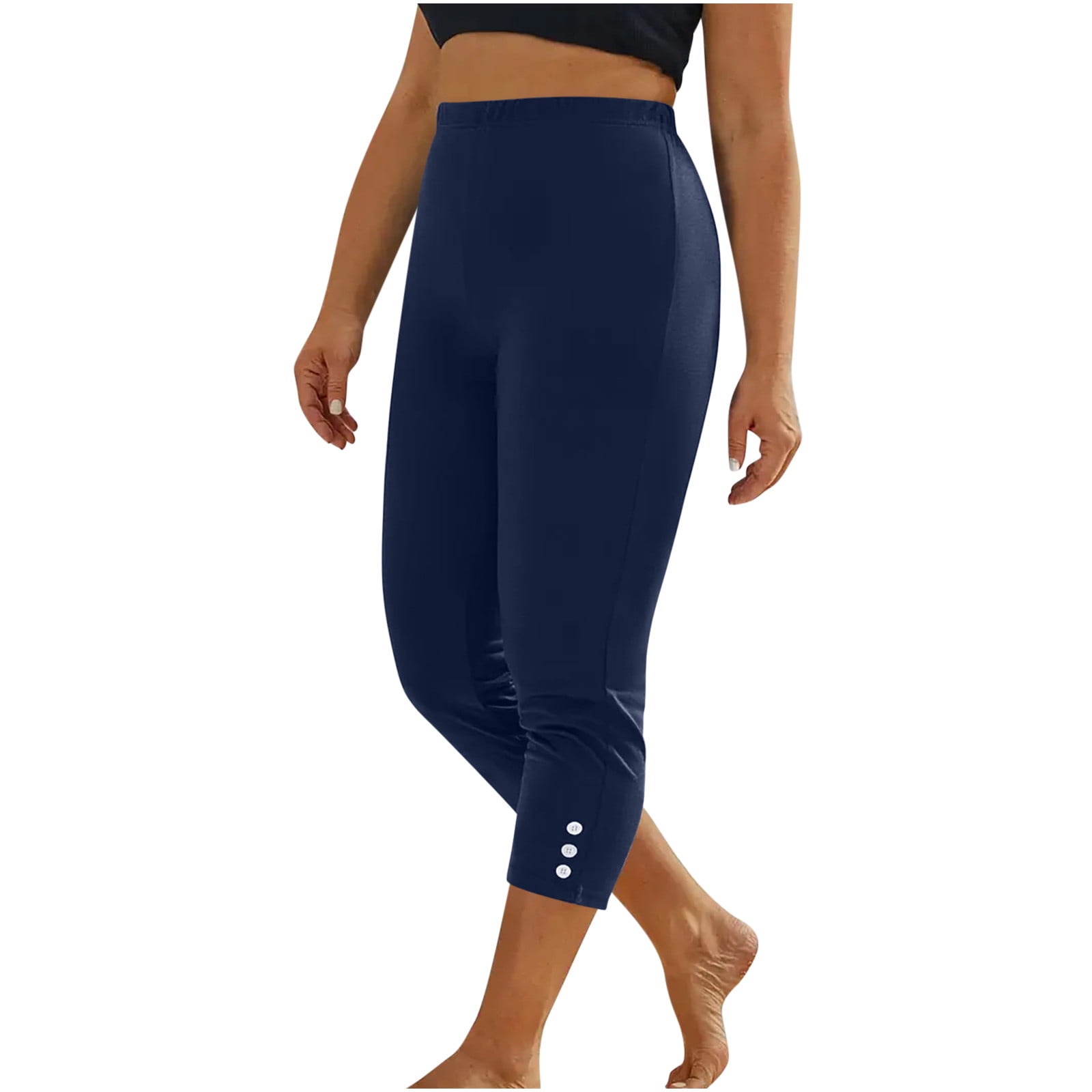 Spandex Capris Women Elastic High Waist Soft Capri Leggings with ...