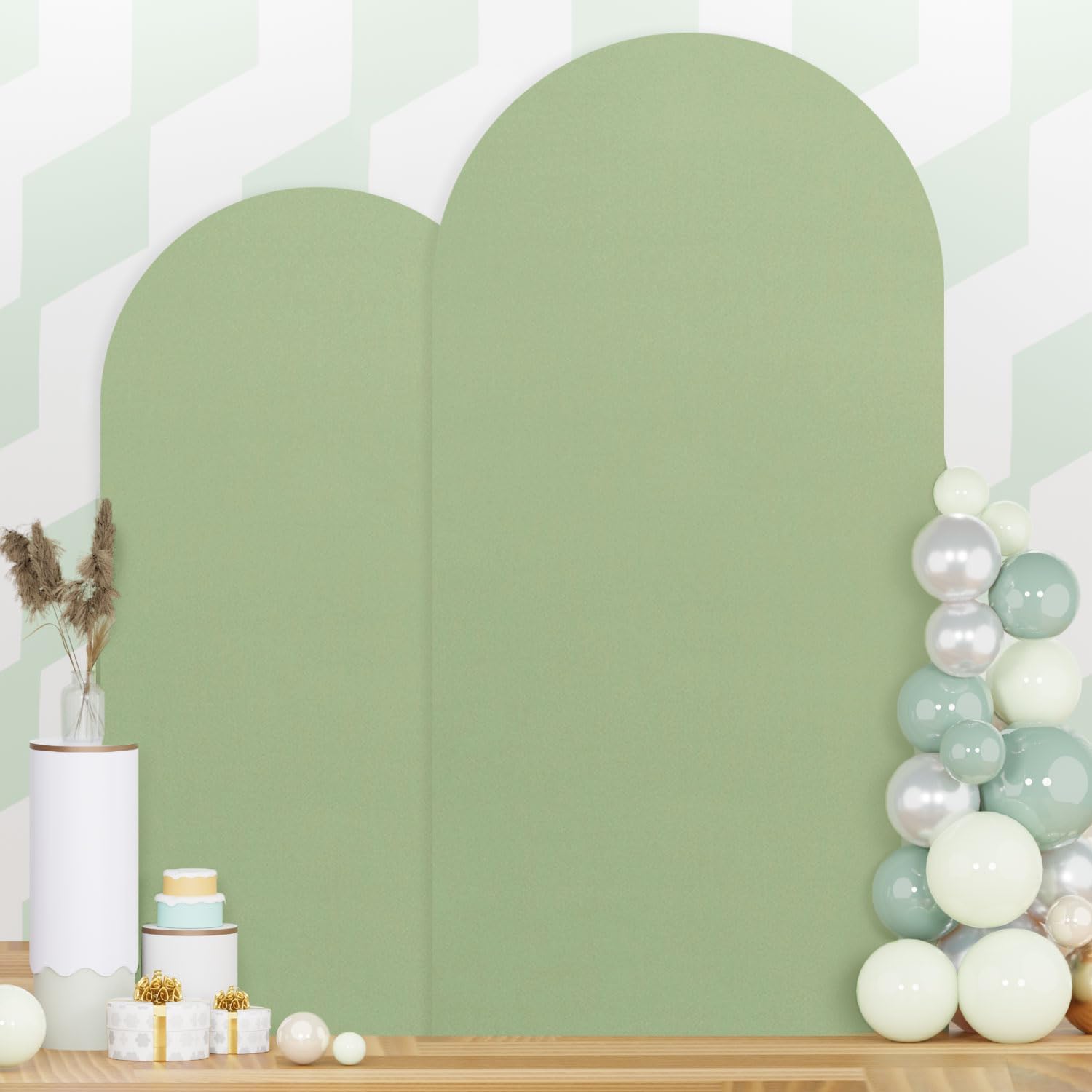 Spandex Fit Wedding Arch Set 3 Piece Set Beige Arch Backdrop Cover 4Ft ...