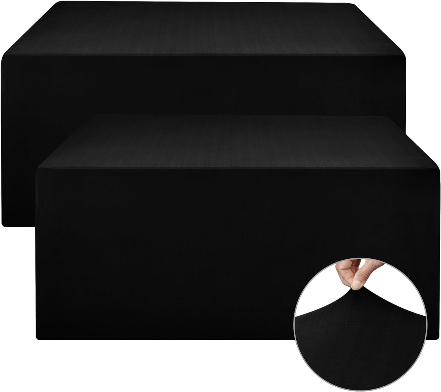Spandex Fitted Table Clothes, 2 Pack - 48 x 24 Inch - Black Rectangle ...