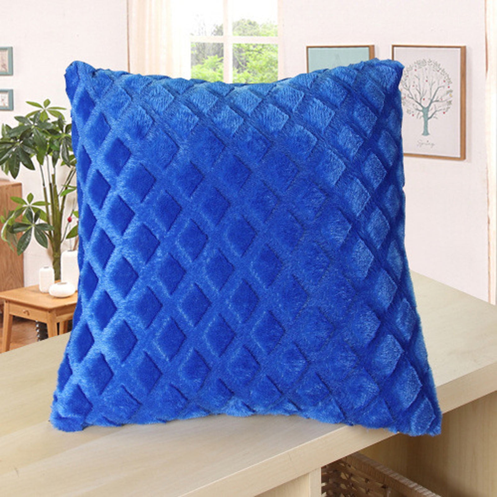 Spandex Sofa Pillow Cover - 16.9x16.9 Inch Lumbar Cushion Cover - Solid ...