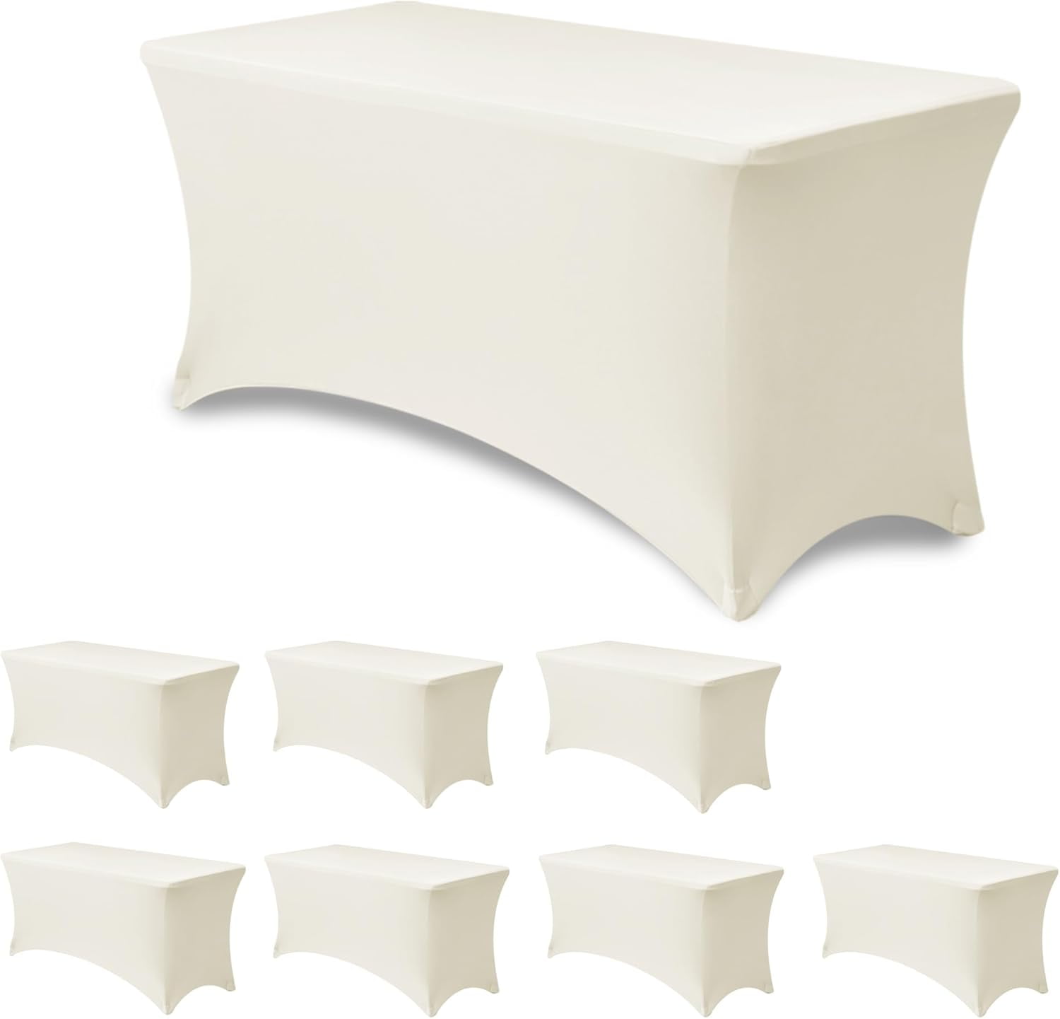 Spandex Table Cover Fitted 4ft Rectangular Tables-8 Pack Cream Stretch ...