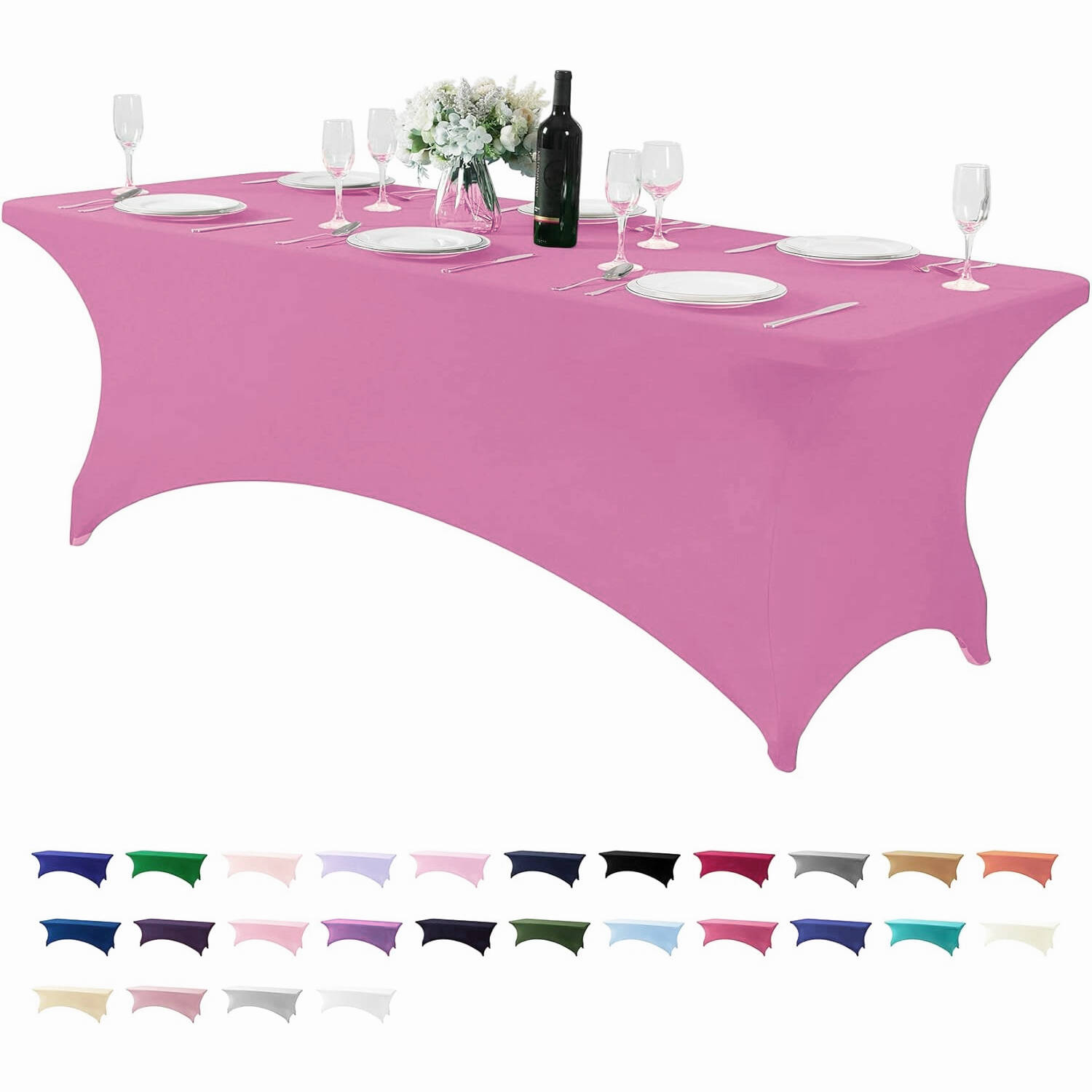 Spandex Table Cover for 4FT Table Universal Fitted Stretch Tablecloth ...