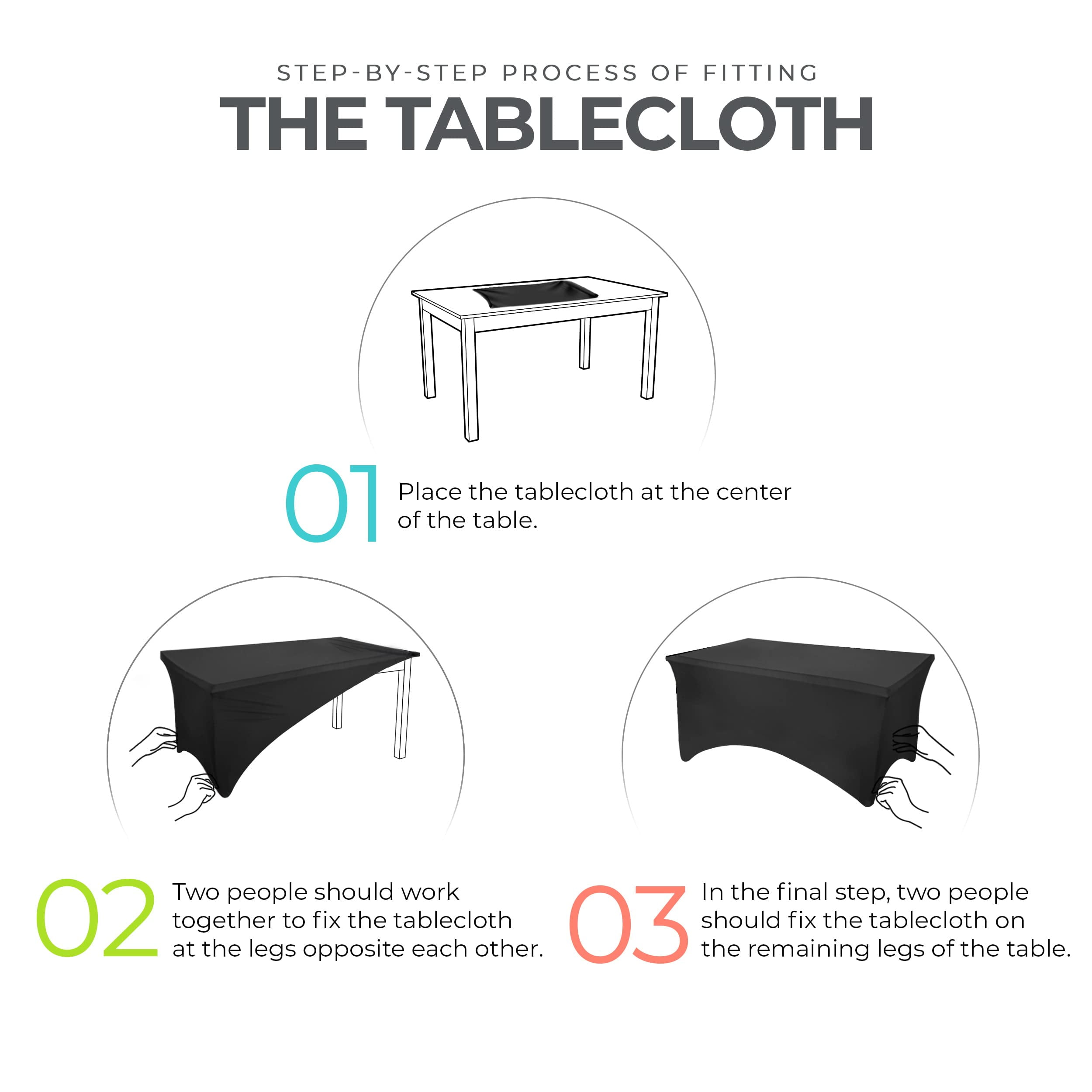 Spandex Table Cover for 4FT Table Universal Fitted Stretch Tablecloth ...