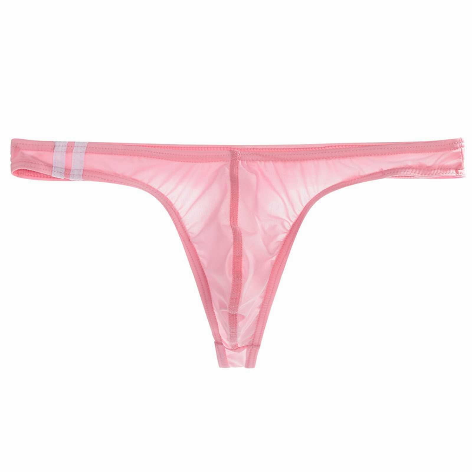 Spandex Underwear For Men Pink Mens Solid Ice Silk Thin Bars Low Waist