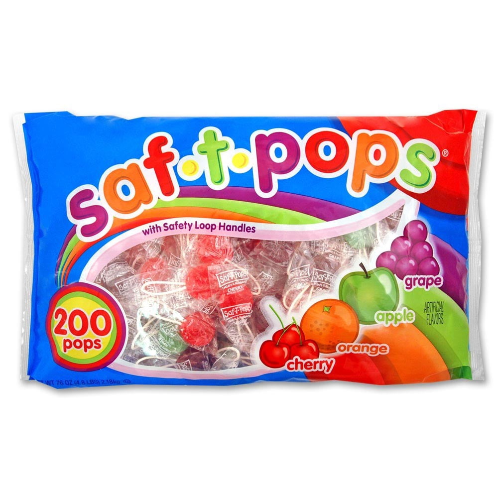 Saf-T-Pops Lollipops Regular Flavors 200 Count Bag - Walmart.com