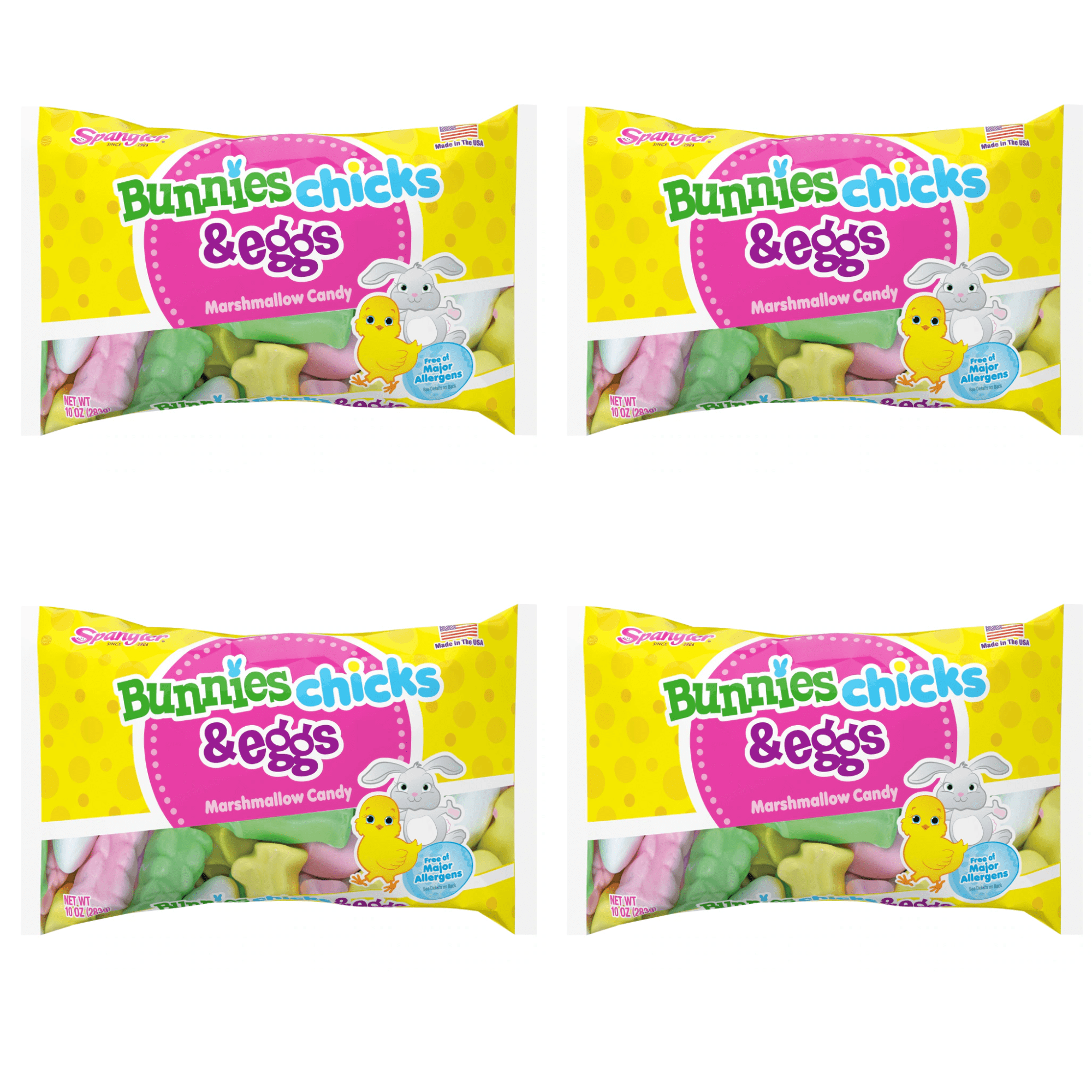 Spangler Bunnies Chicks & Eggs Marshmallow Easter Candy, 4 Pack, 10 oz ...