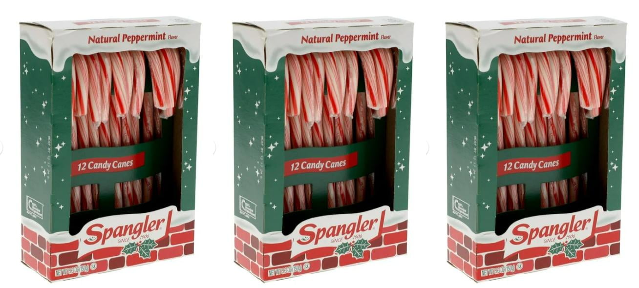 Spangler Candy Canes - 12 Count Box, Natural Peppermint Flavor, 3 Pack ...