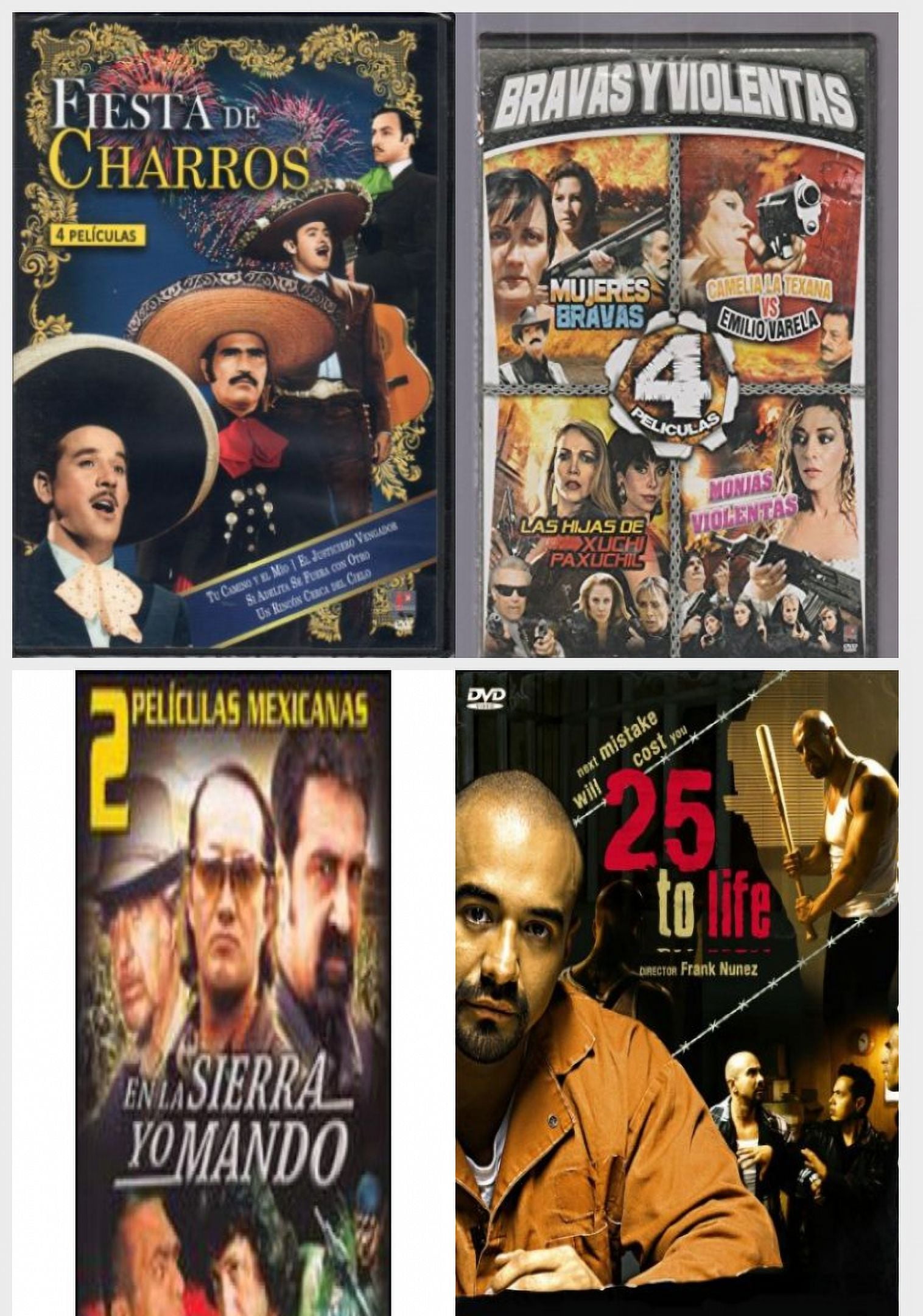 Spanish 4 Pack DVD Bundle: Fiesta De Charros. 4 Peliculas, Bravas Y ...