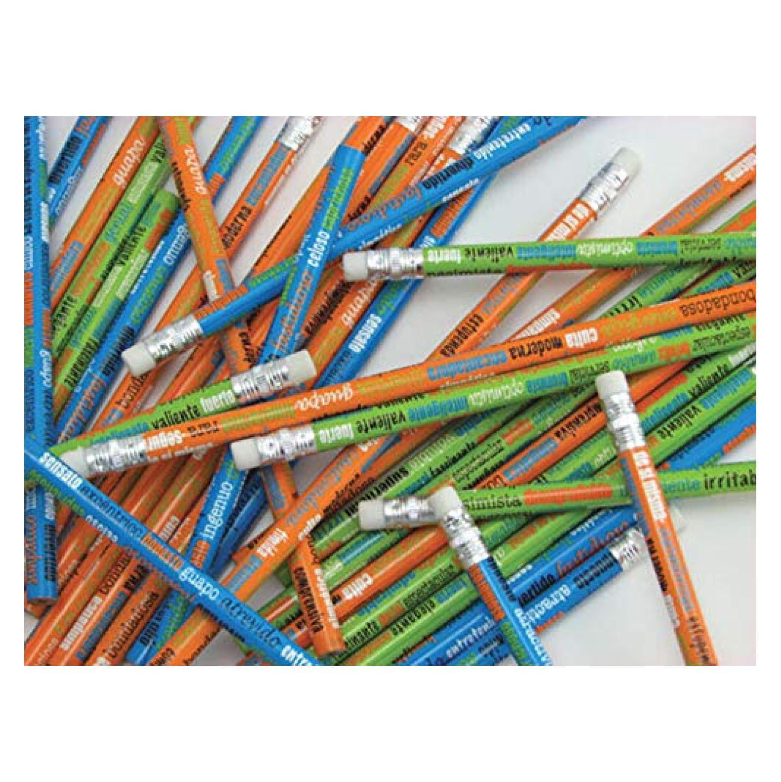 Spanish Adjective Pencils - 144 Assorted Pencils - Spanish Learning ...
