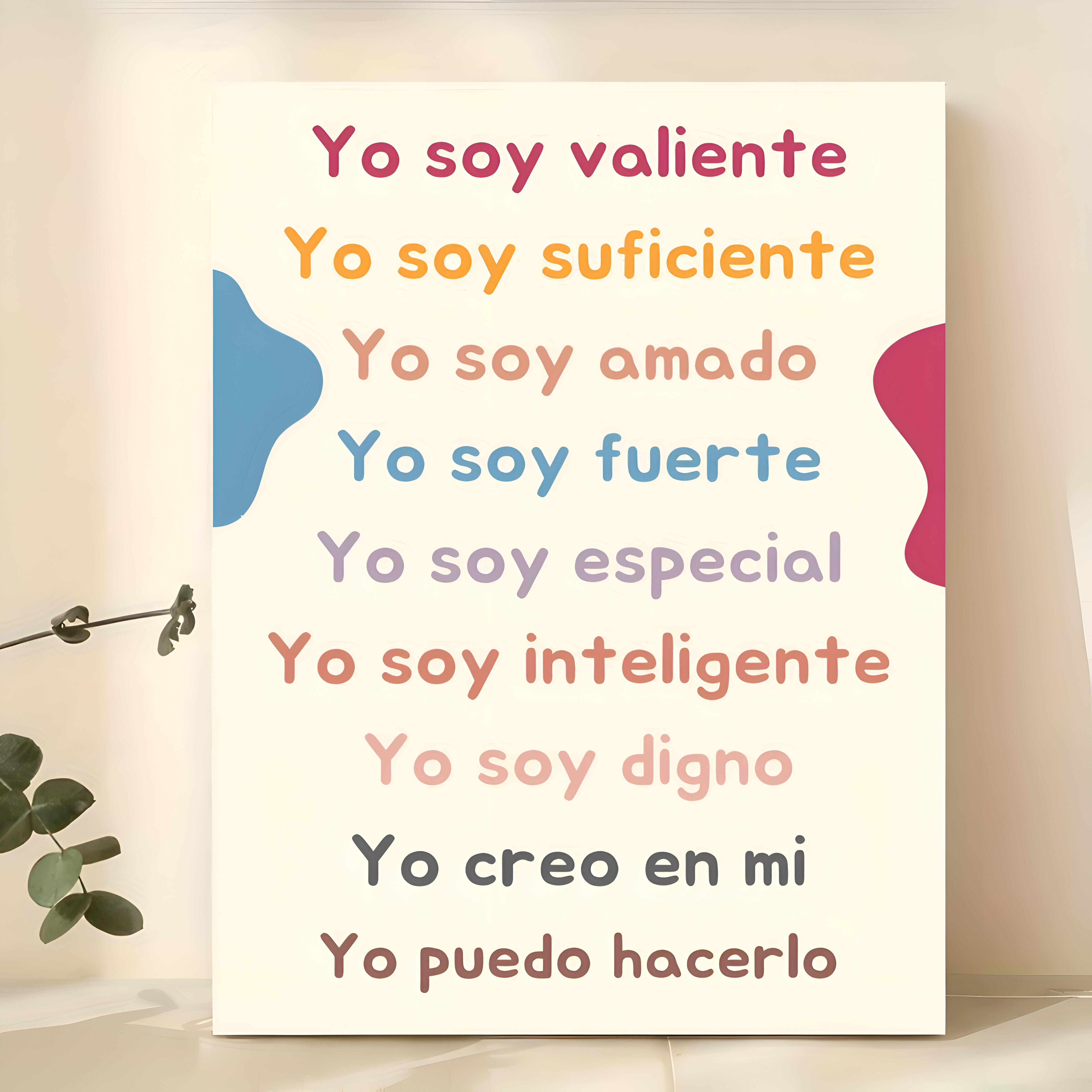 Spanish Affirmation Motivational Wall Art Poster You Are Valuable You ...