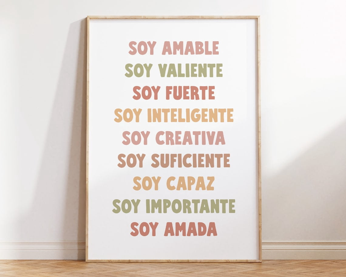 Spanish Affirmations Wall Art, Boho Room Wall Decor, Classroom Wall Art ...
