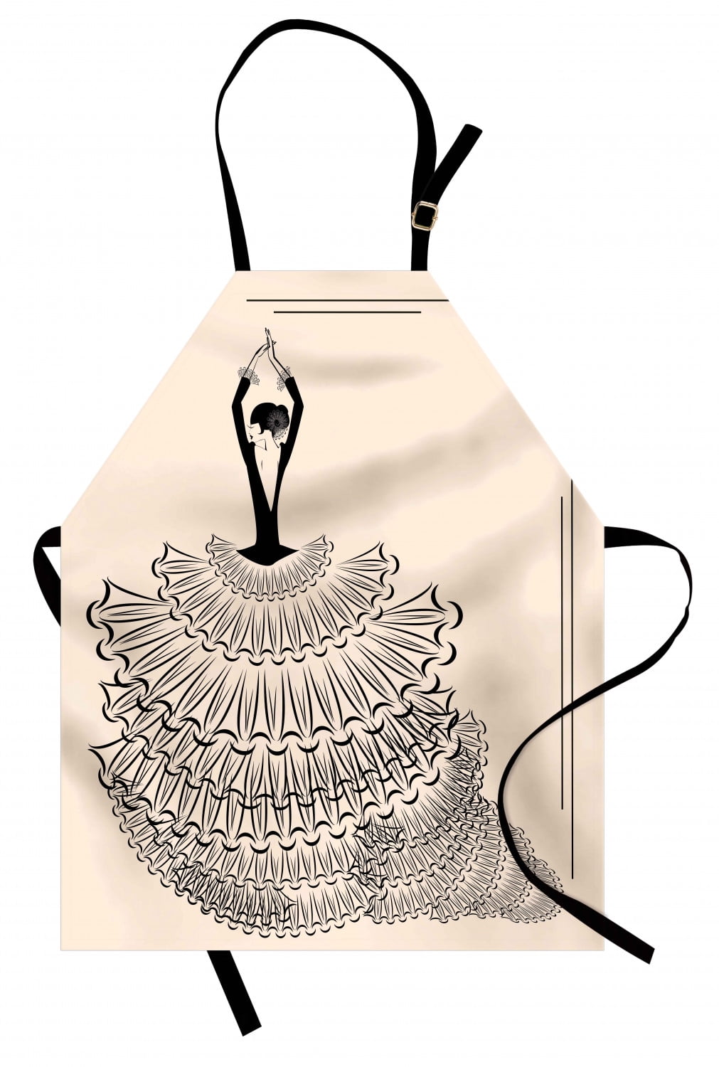 Spanish Apron, Back View of a Flamenco Performer Woman in Classic ...