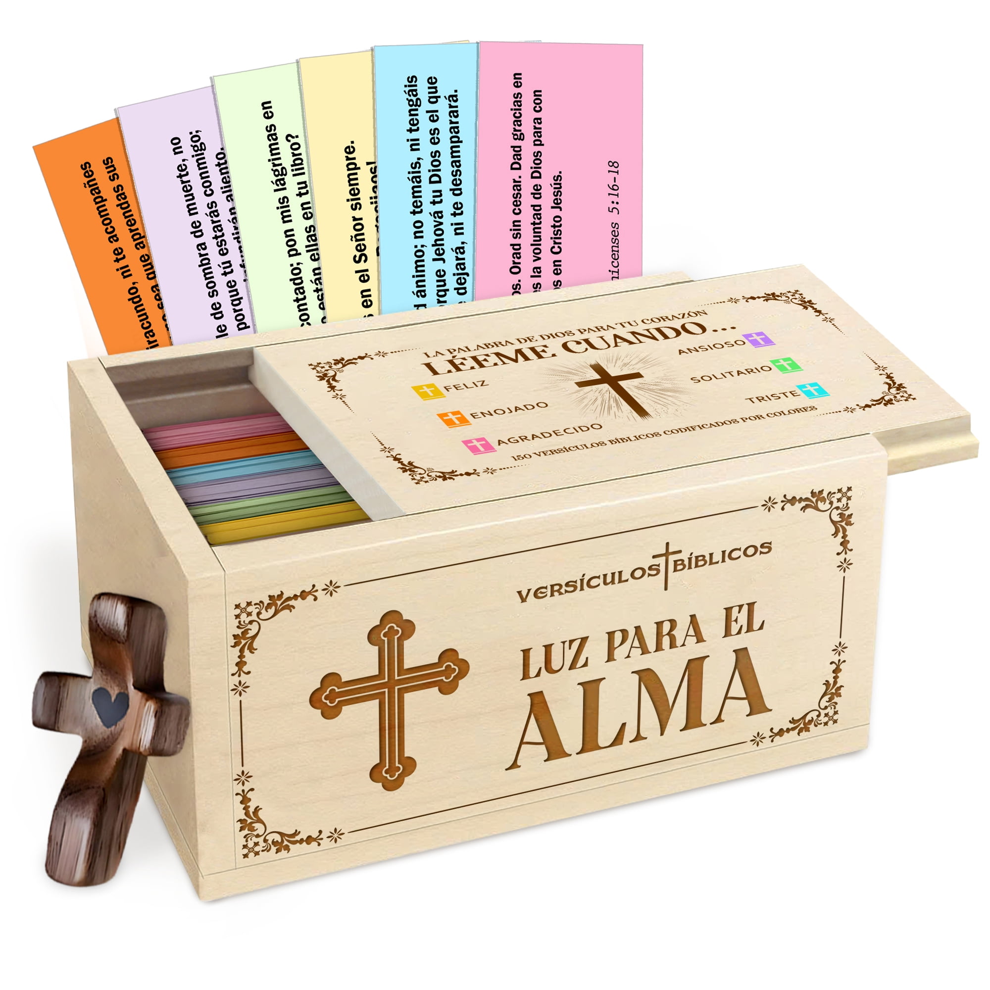 Spanish Bible Verse Box en Español with Prayer Cross, 150 Upgrade Bible ...