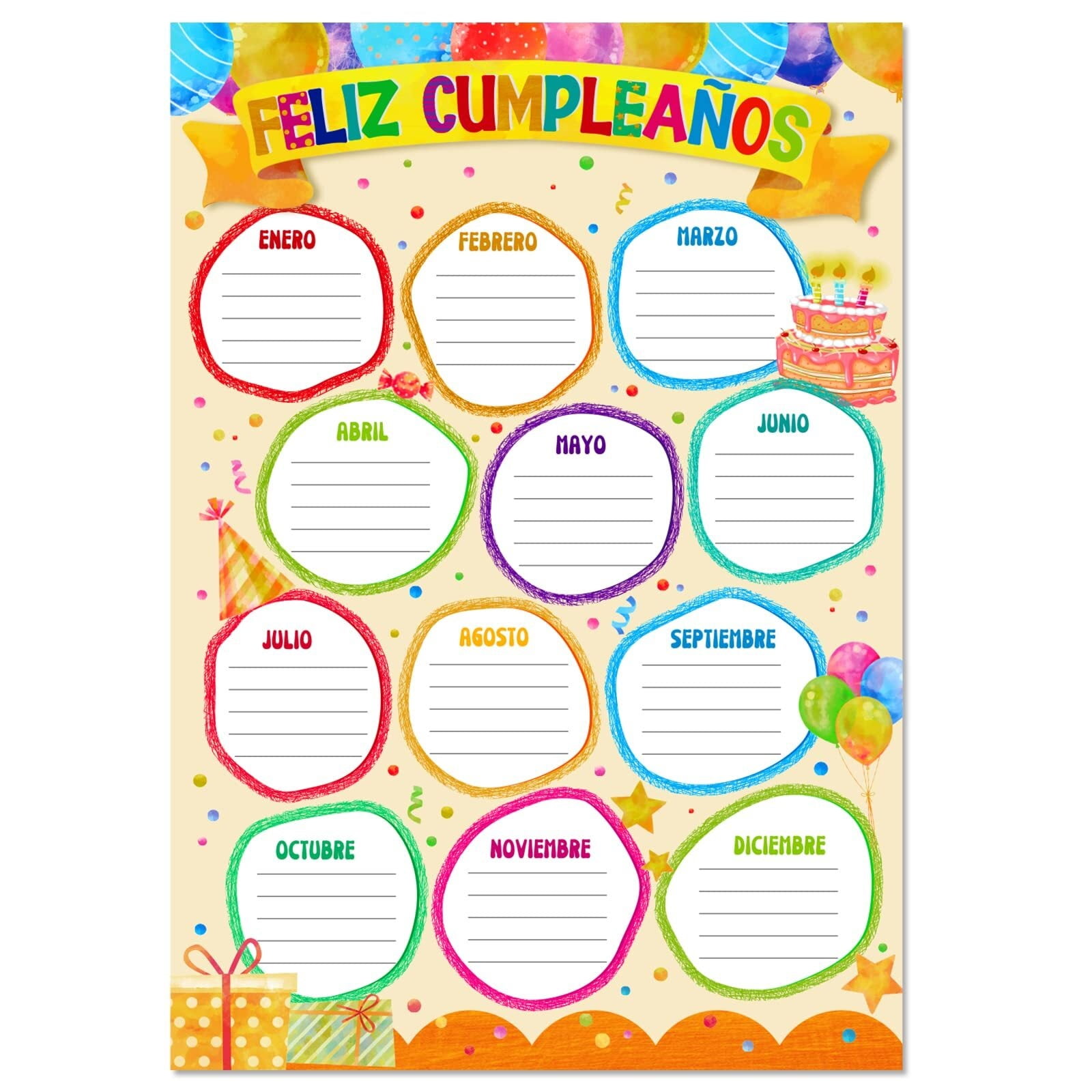 Spanish Birthday Chart for Classroom poster - Walmart.com