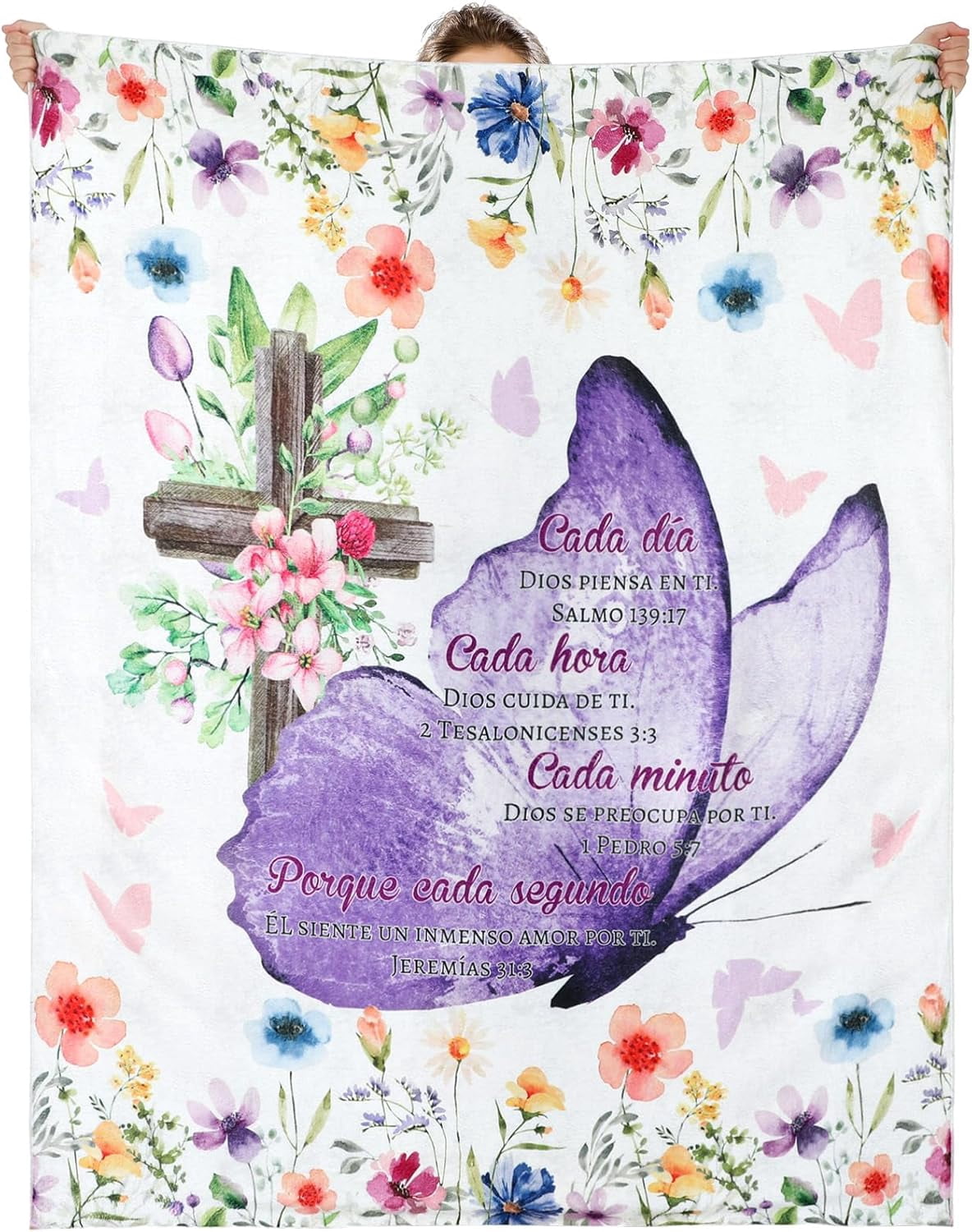 Spanish Christian Blanket 50" x 60" Faith Bible Religious Gifts Spanish ...