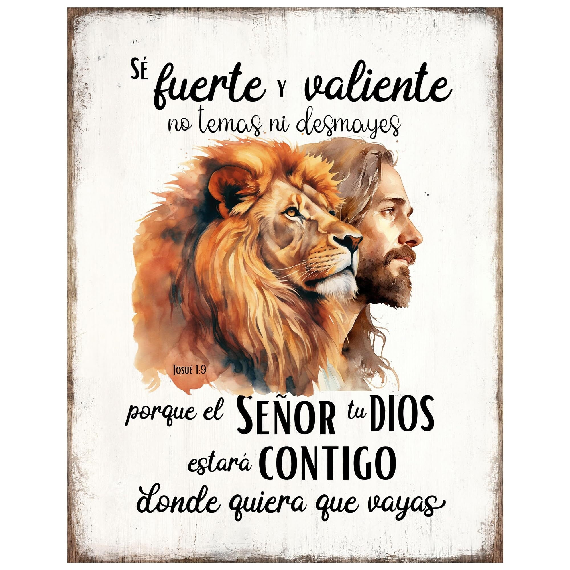 Spanish Christian Wall Art Joshua 1:9 Jesus Lion Scripture Print ...