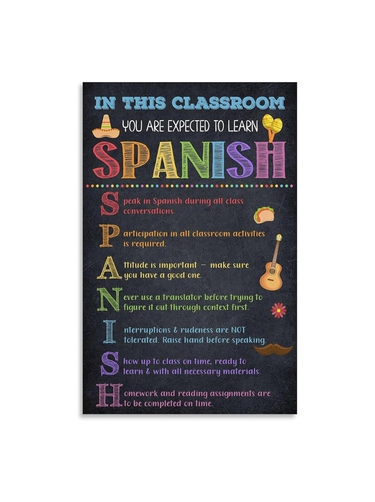 Spanish Classroom Rules Poster In This Classroom You Are Expected to ...