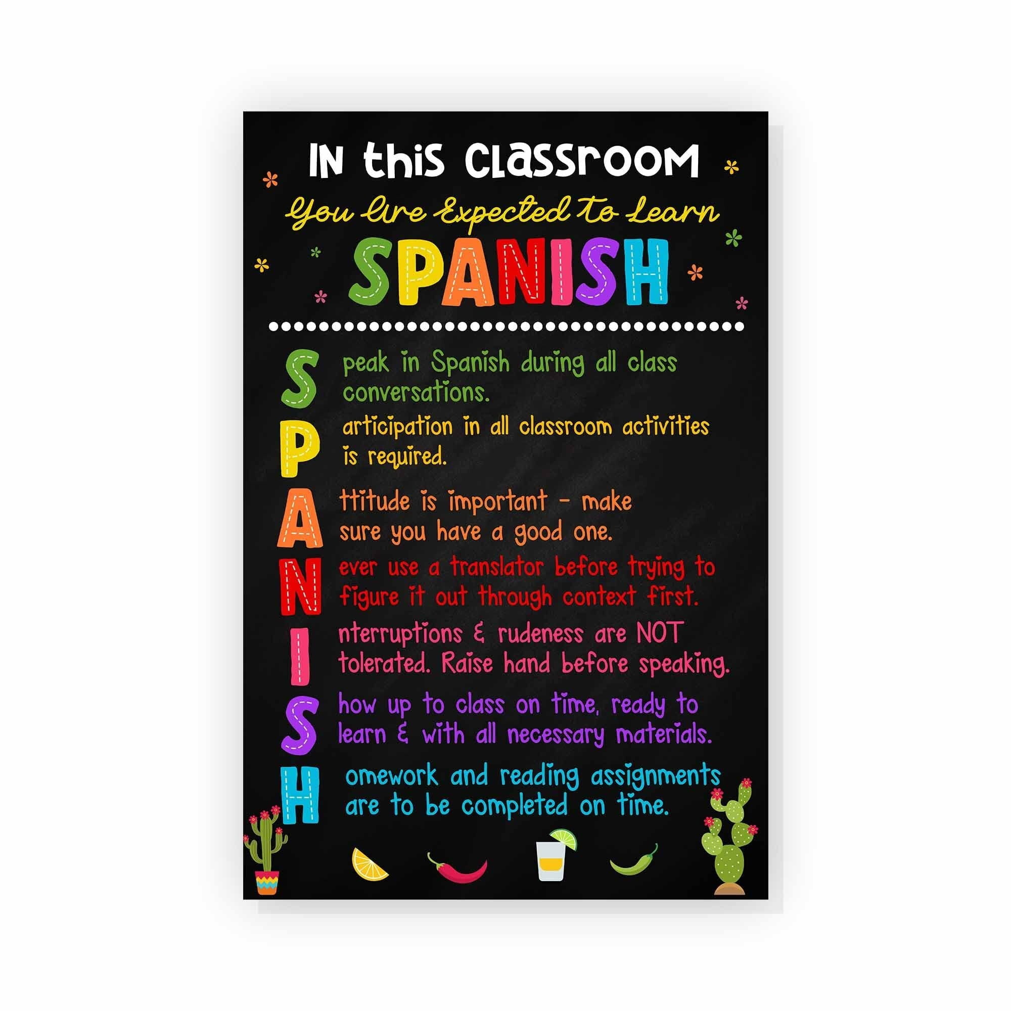 Spanish Classroom Rules Printable Poster Spanish Class Decor Clase de ...