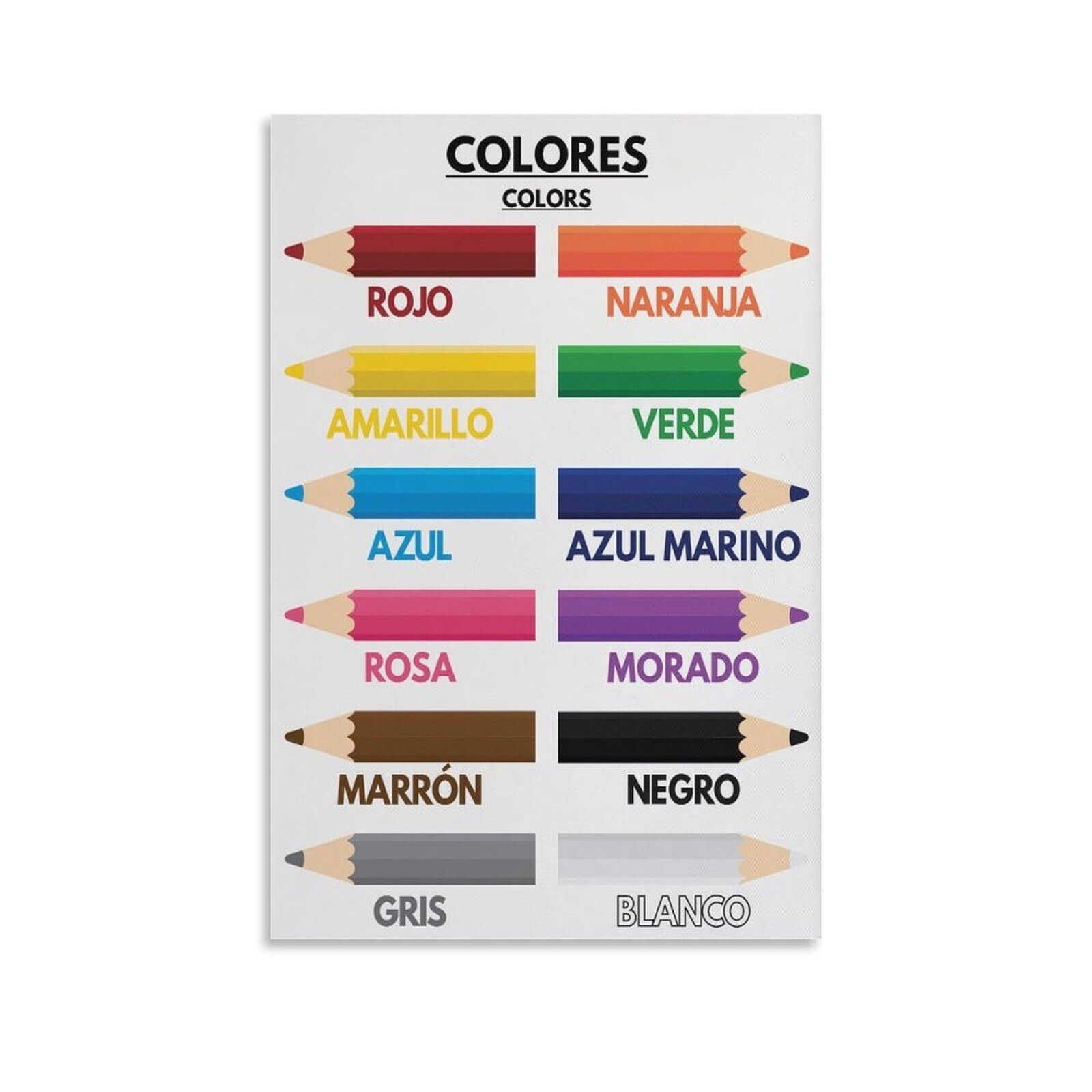 Spanish Colors Name Posters, Learn Colors Educational Poster, The Word ...