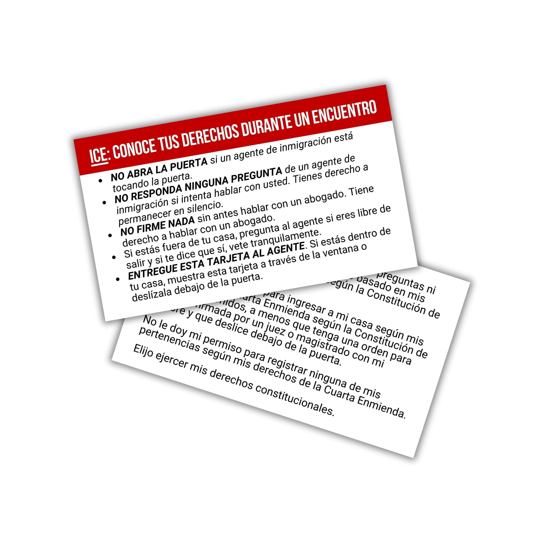 Spanish Constitutional Rights Cards 30pk 2x3.5 to Hand to ICE ...