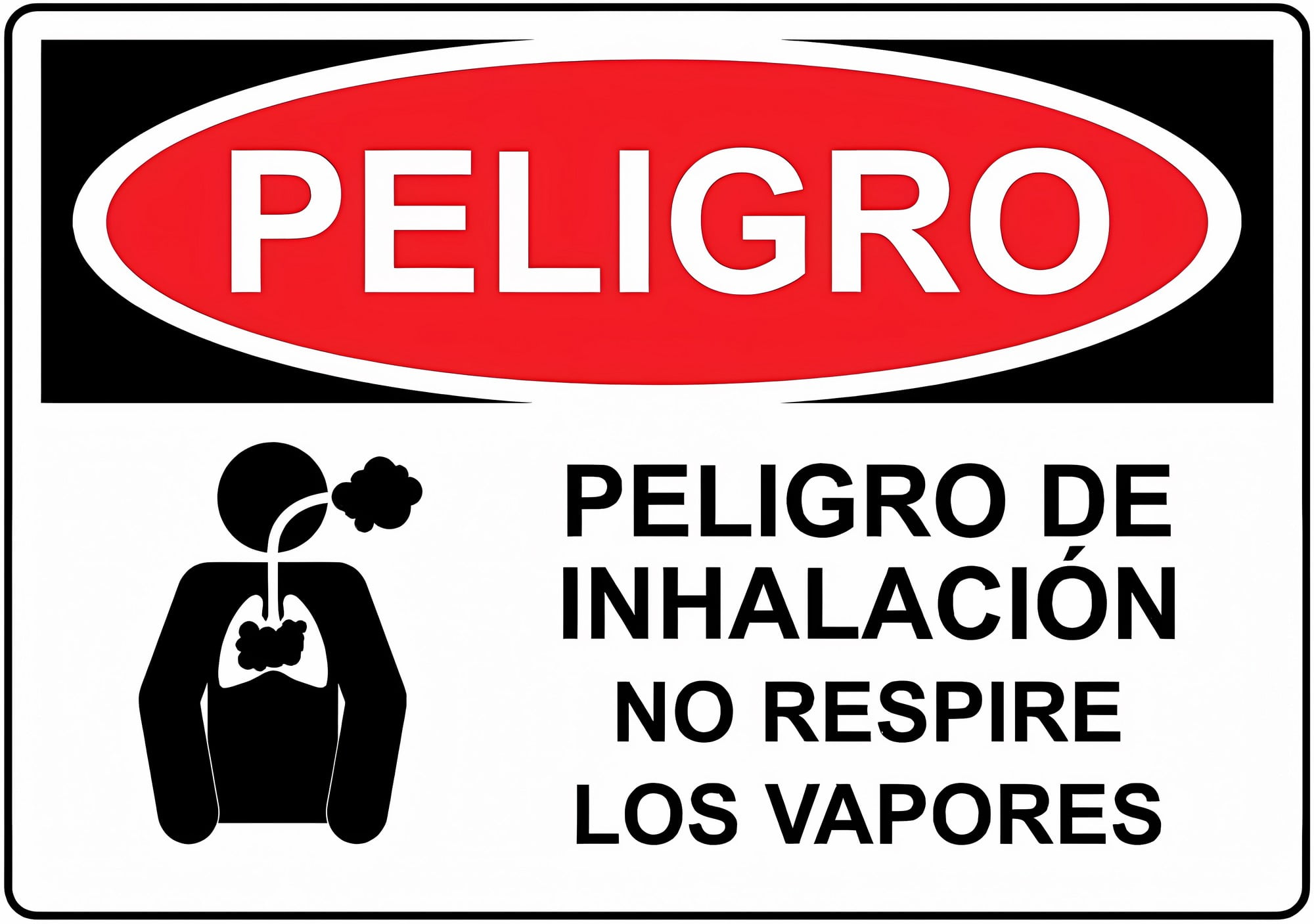 Spanish Danger Inhalation Hazard Do Not Sign with Symbol - 8"x12" Gas ...