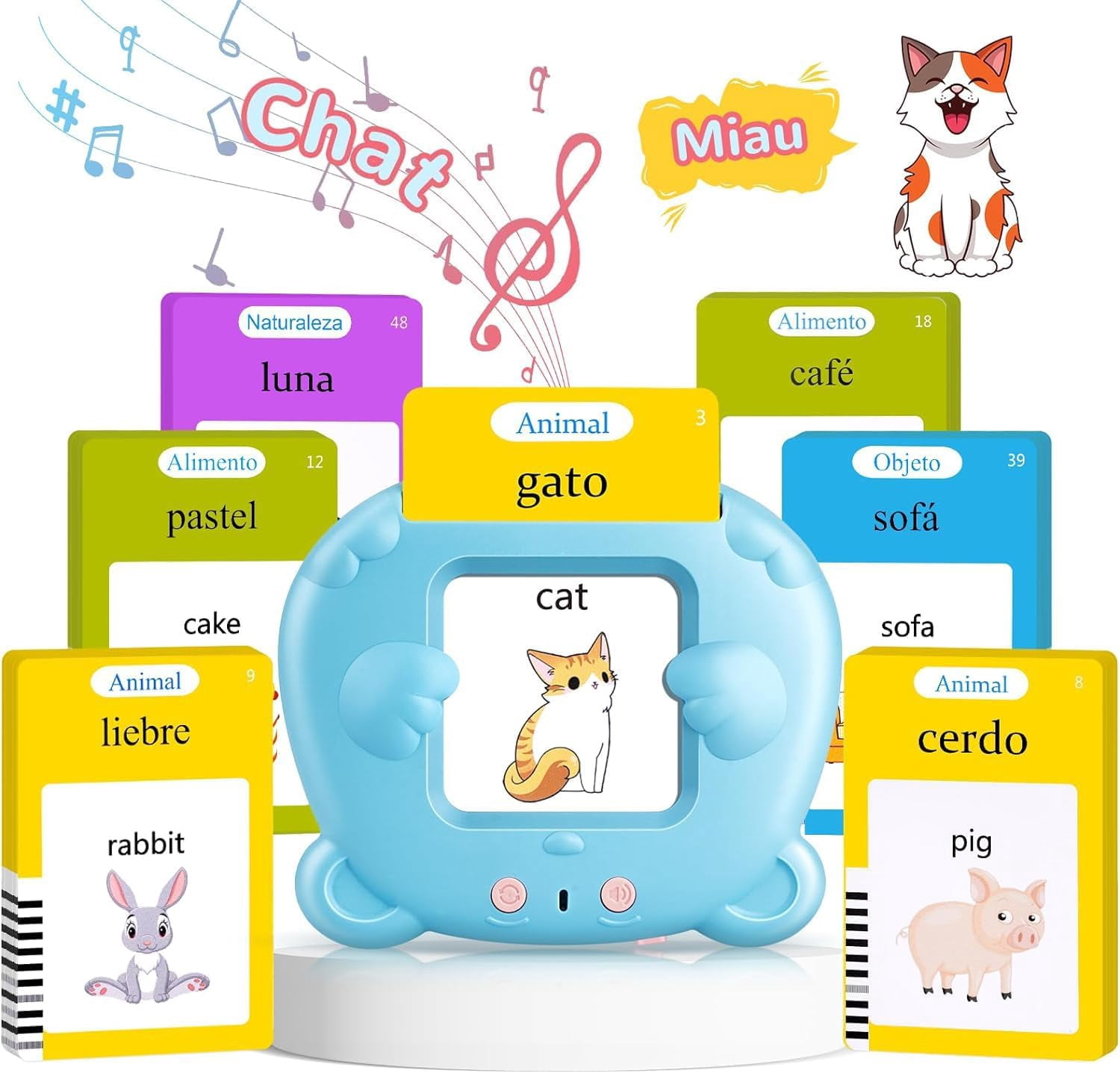Spanish & English Talking Flash Cards for Toddler Year Olds, Learning ...